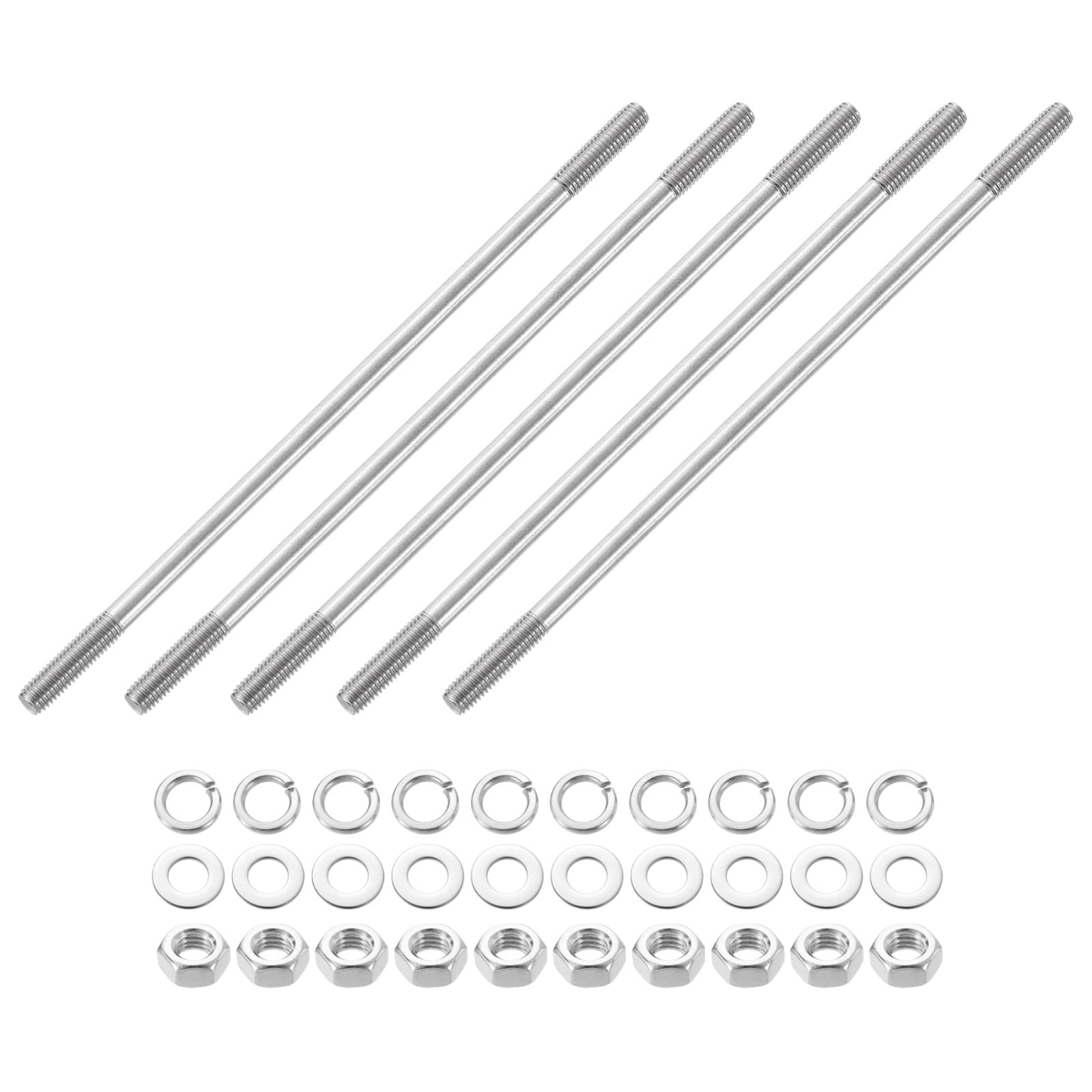 Uxcell 5pcs Double Ended Stud Screws, M8x210mm 304 Stainless Steel Dual ...