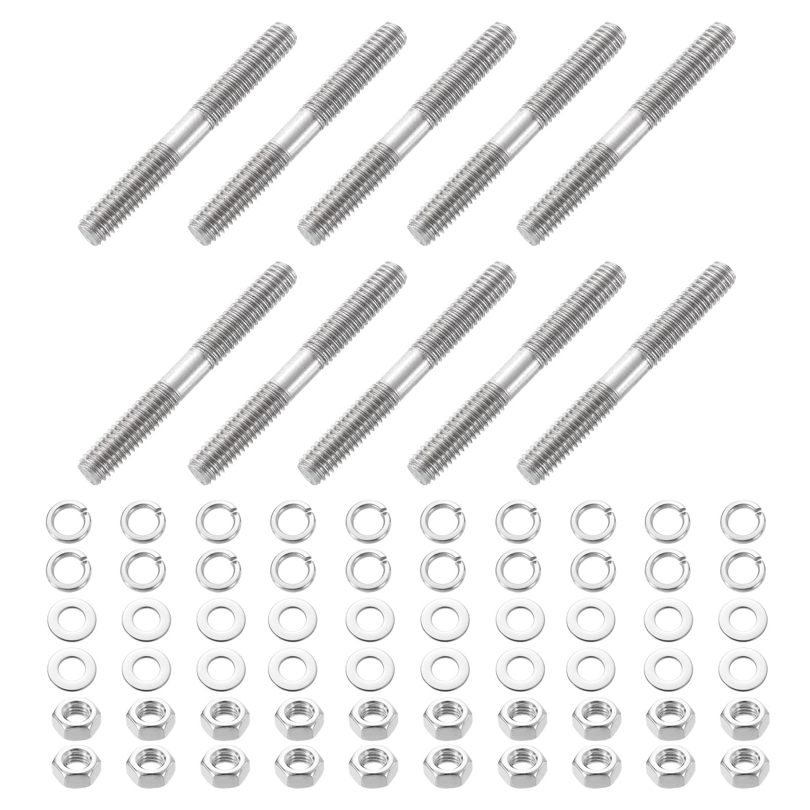 Uxcell 10pcs Double Ended Stud Screws, M6x50mm 304 Stainless Steel Dual ...