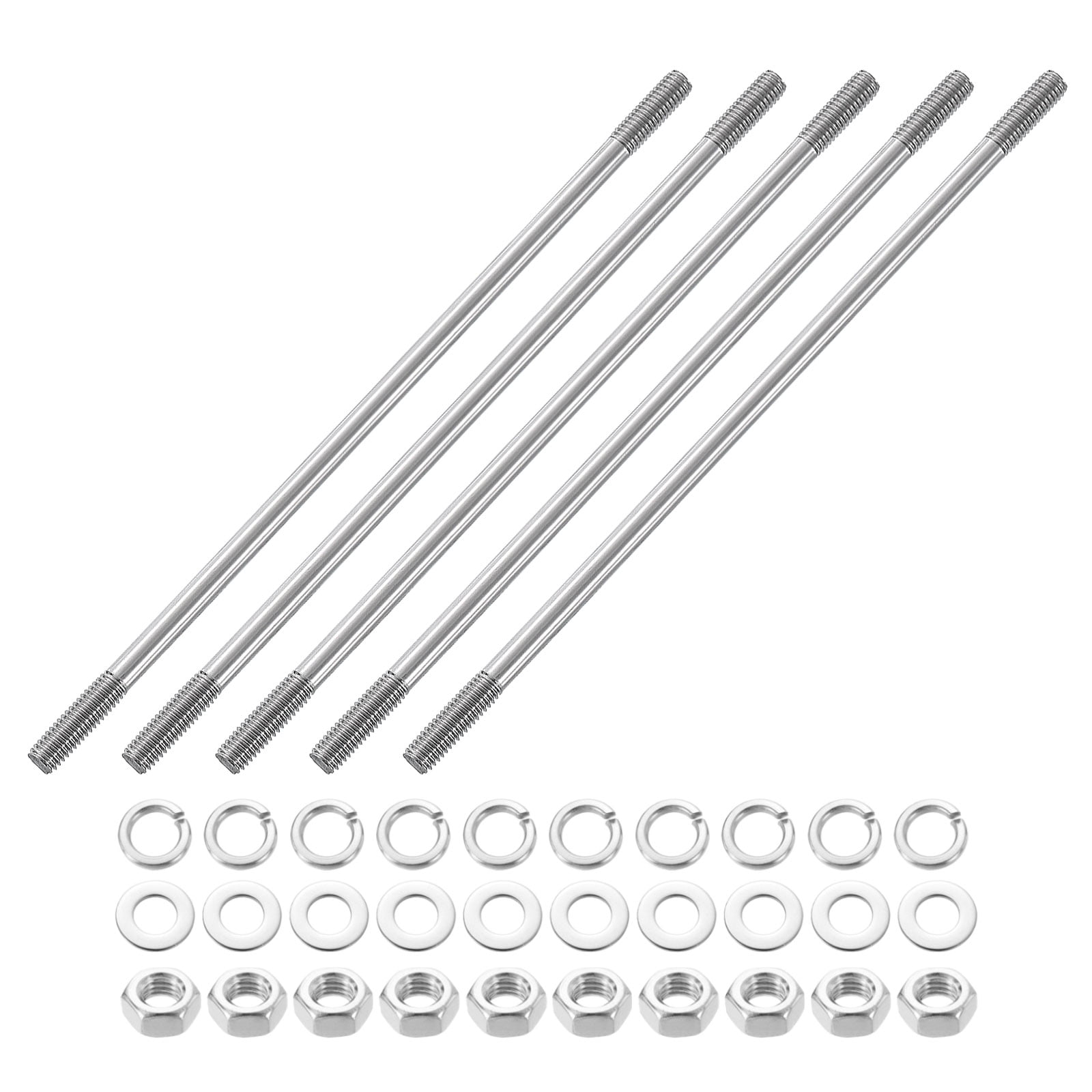 Uxcell 5pcs Double Ended Stud Screws, M6x170mm 304 Stainless Steel Dual ...