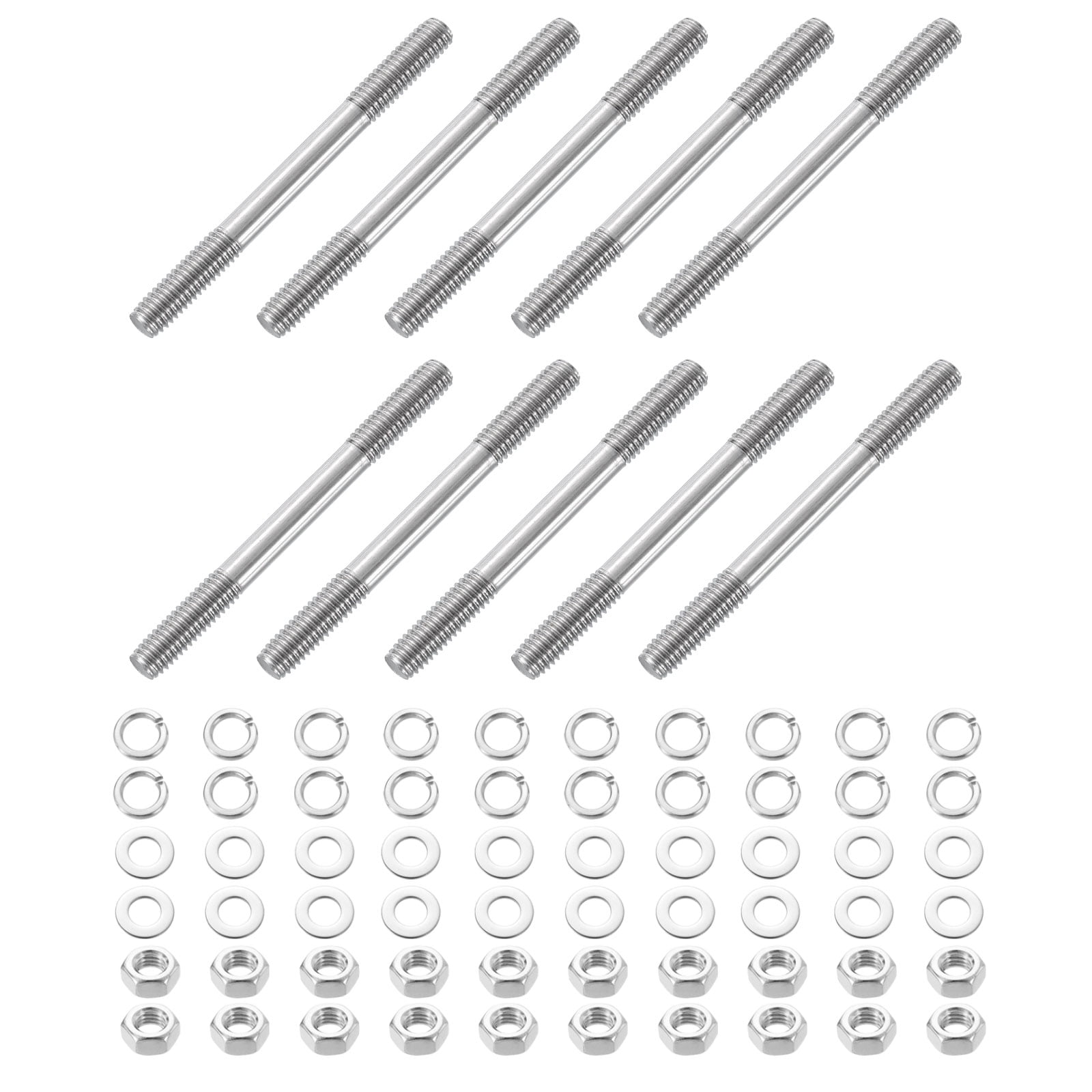 Uxcell 10pcs Double Ended Stud Screws, M6x65mm 304 Stainless Steel Dual ...