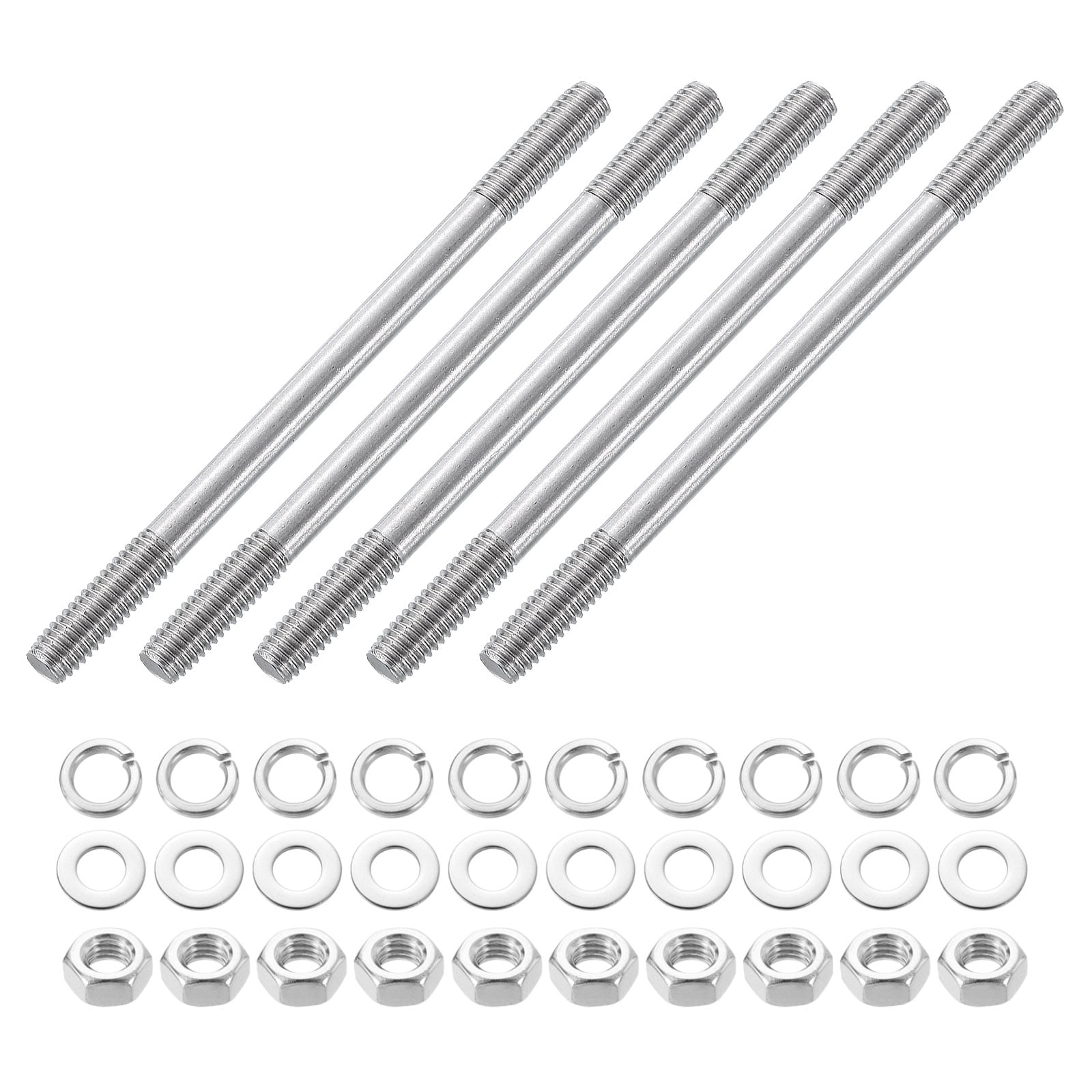 Uxcell 5pcs Double Ended Stud Screws, M6x90mm 304 Stainless Steel Dual ...