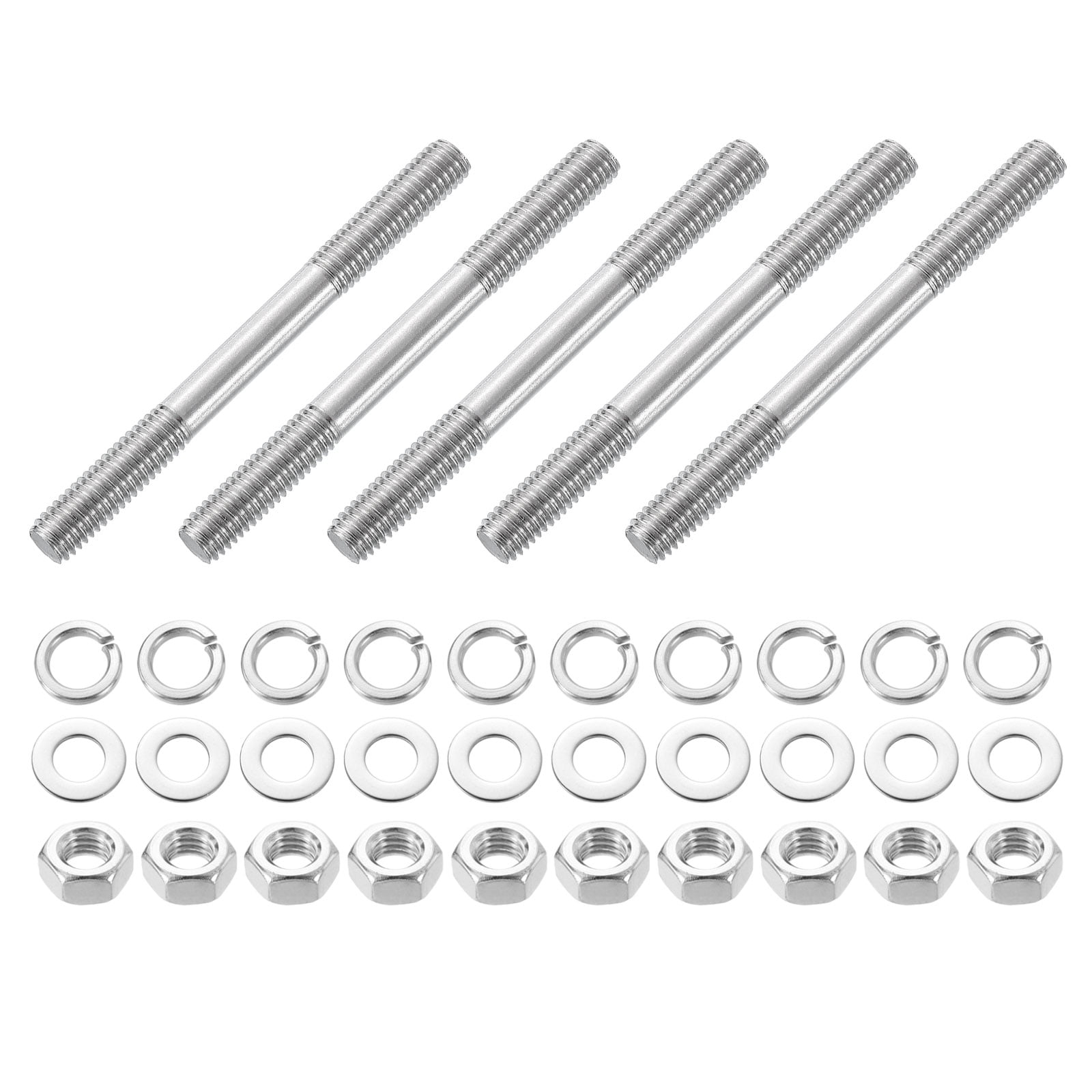 Uxcell 5pcs Double Ended Stud Screws, M8x85mm 304 Stainless Steel Dual ...