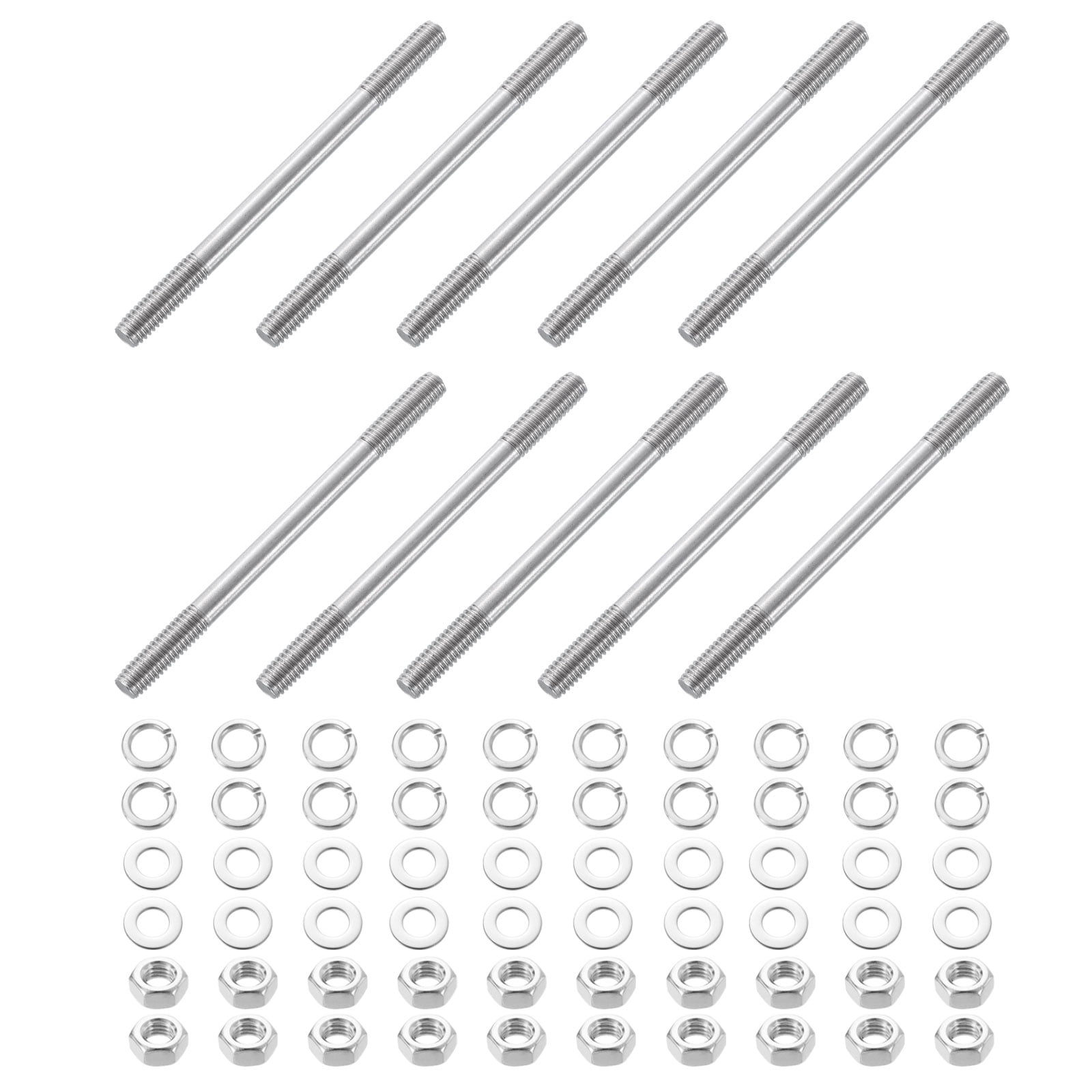 Uxcell 10pcs Double Ended Stud Screws, M6x80mm 304 Stainless Steel Dual ...