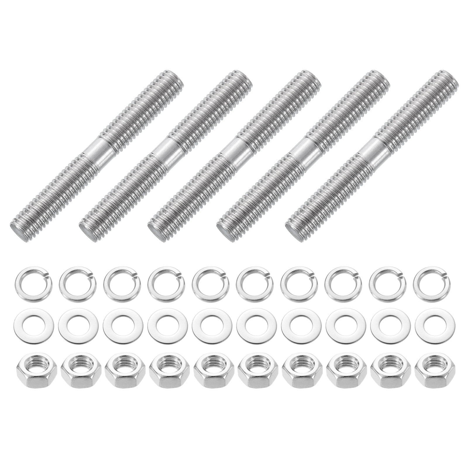 Uxcell 5pcs Double Ended Stud Screws, M8x60mm 304 Stainless Steel Dual ...