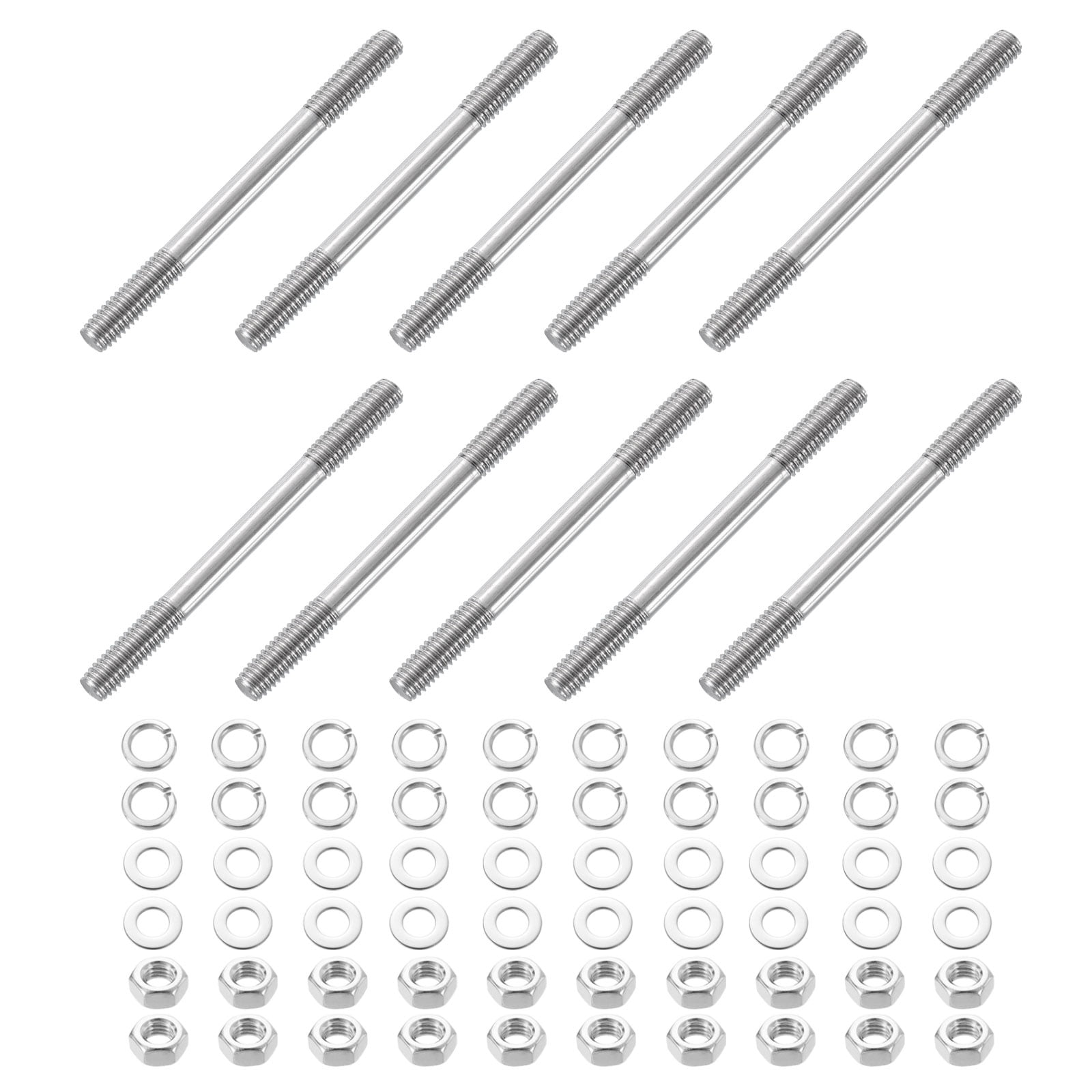 Uxcell 10pcs Double Ended Stud Screws, M6x70mm 304 Stainless Steel Dual ...