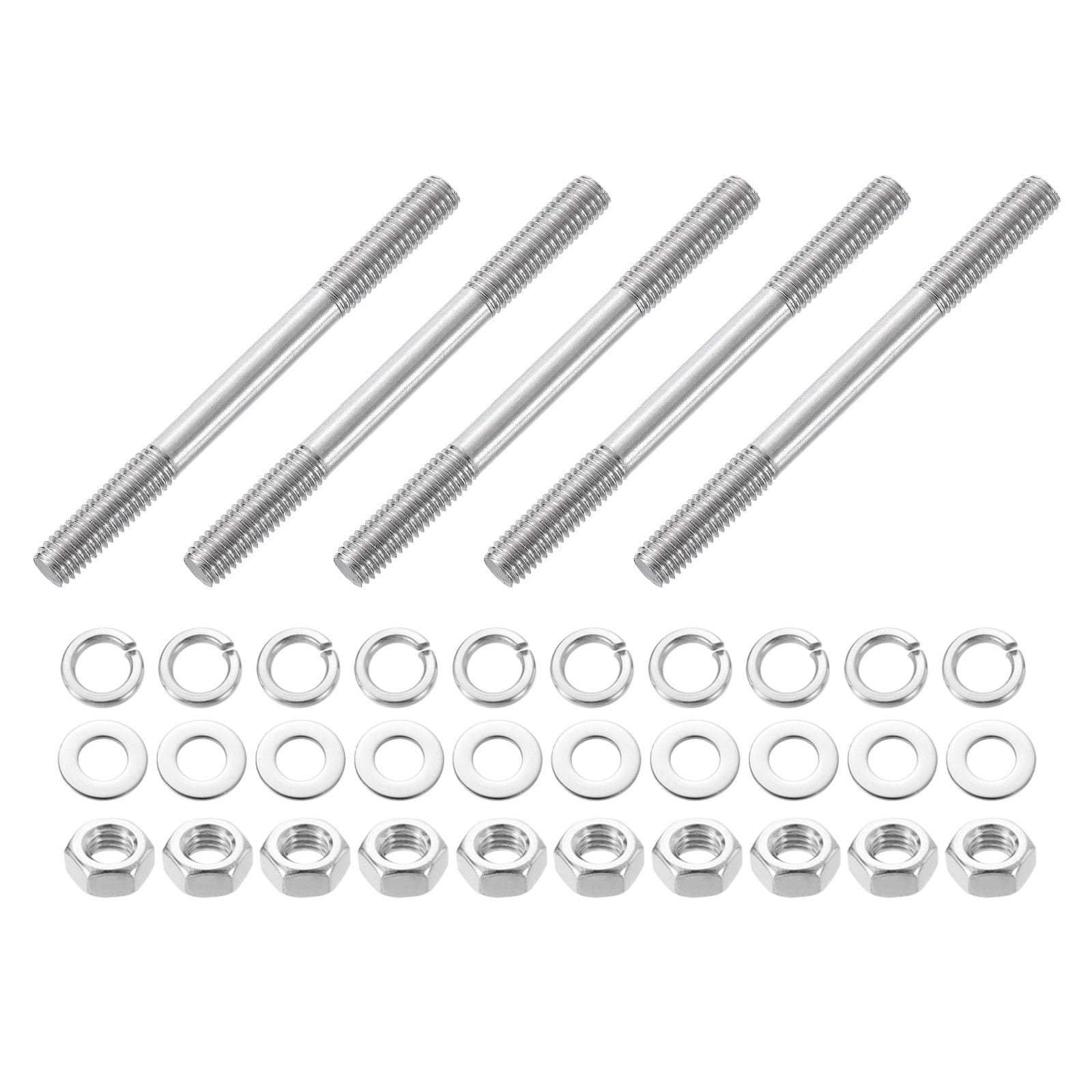 Uxcell 5pcs Double Ended Stud Screws, M8x90mm 304 Stainless Steel Dual ...