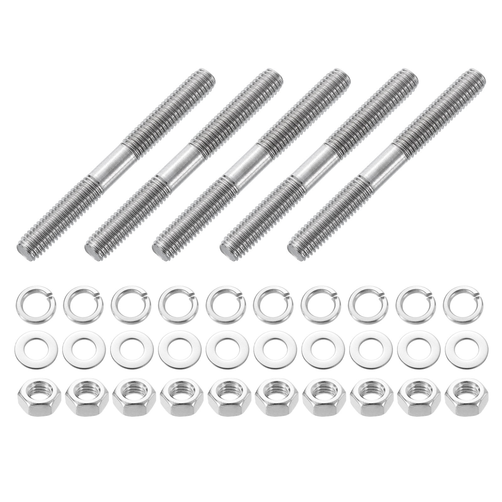 Uxcell 5pcs Double Ended Stud Screws, M8x75mm 304 Stainless Steel Dual ...