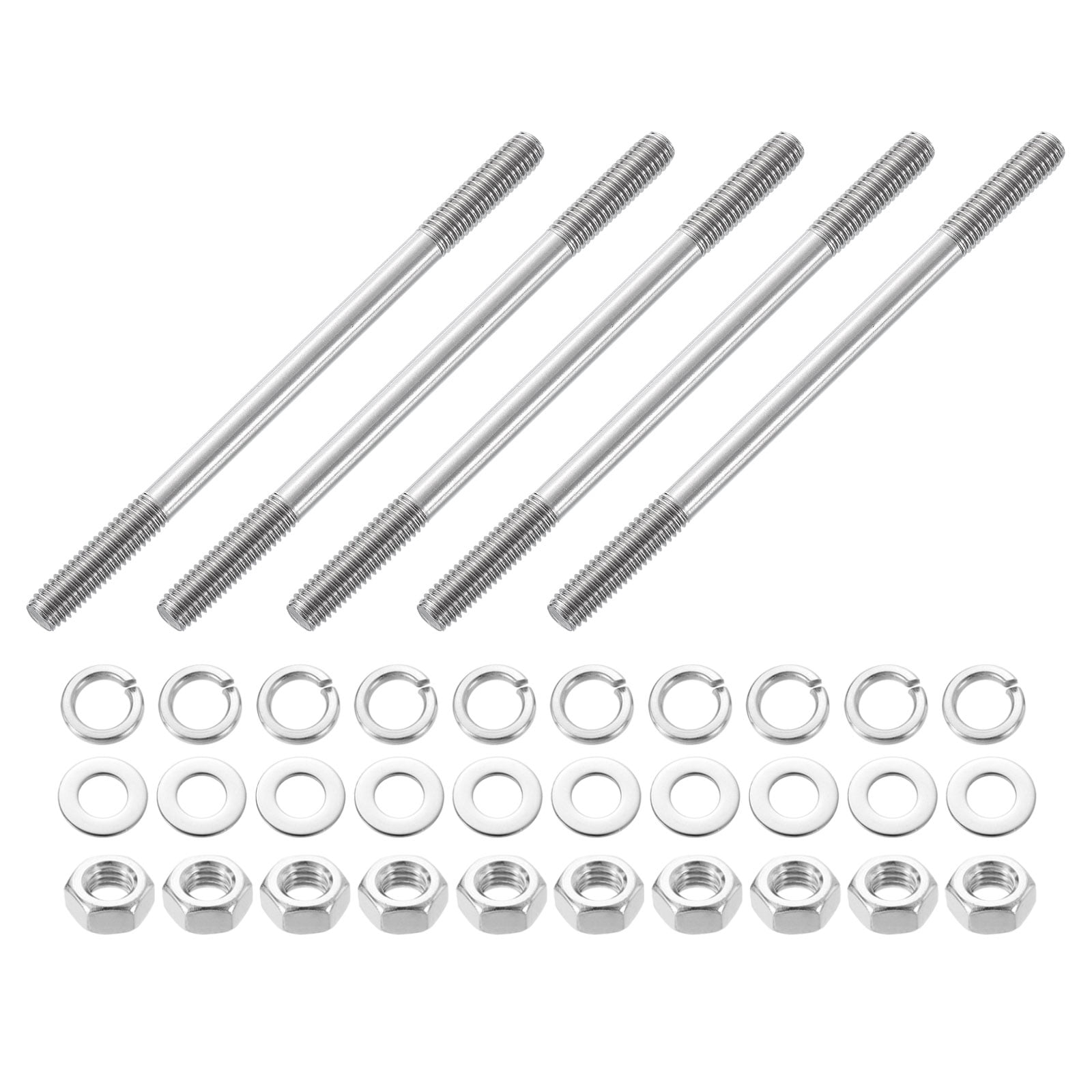 Uxcell 5pcs Double Ended Stud Screws, M8x130mm 304 Stainless Steel Dual ...