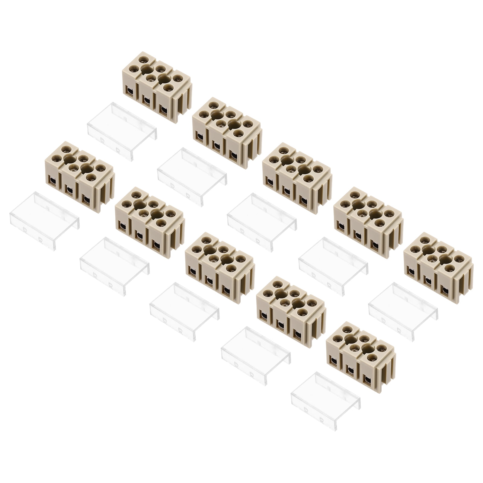 Uxcell 10pcs Dual Row Terminal Block, 3 Positions 660V 24A Removable ...