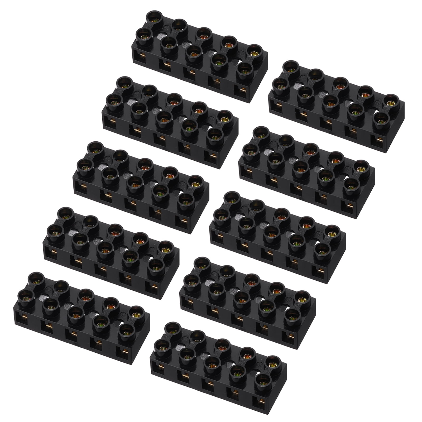 Uxcell 10pcs Dual Row Terminal Block, 5 Positions 500V 10A Screw ...
