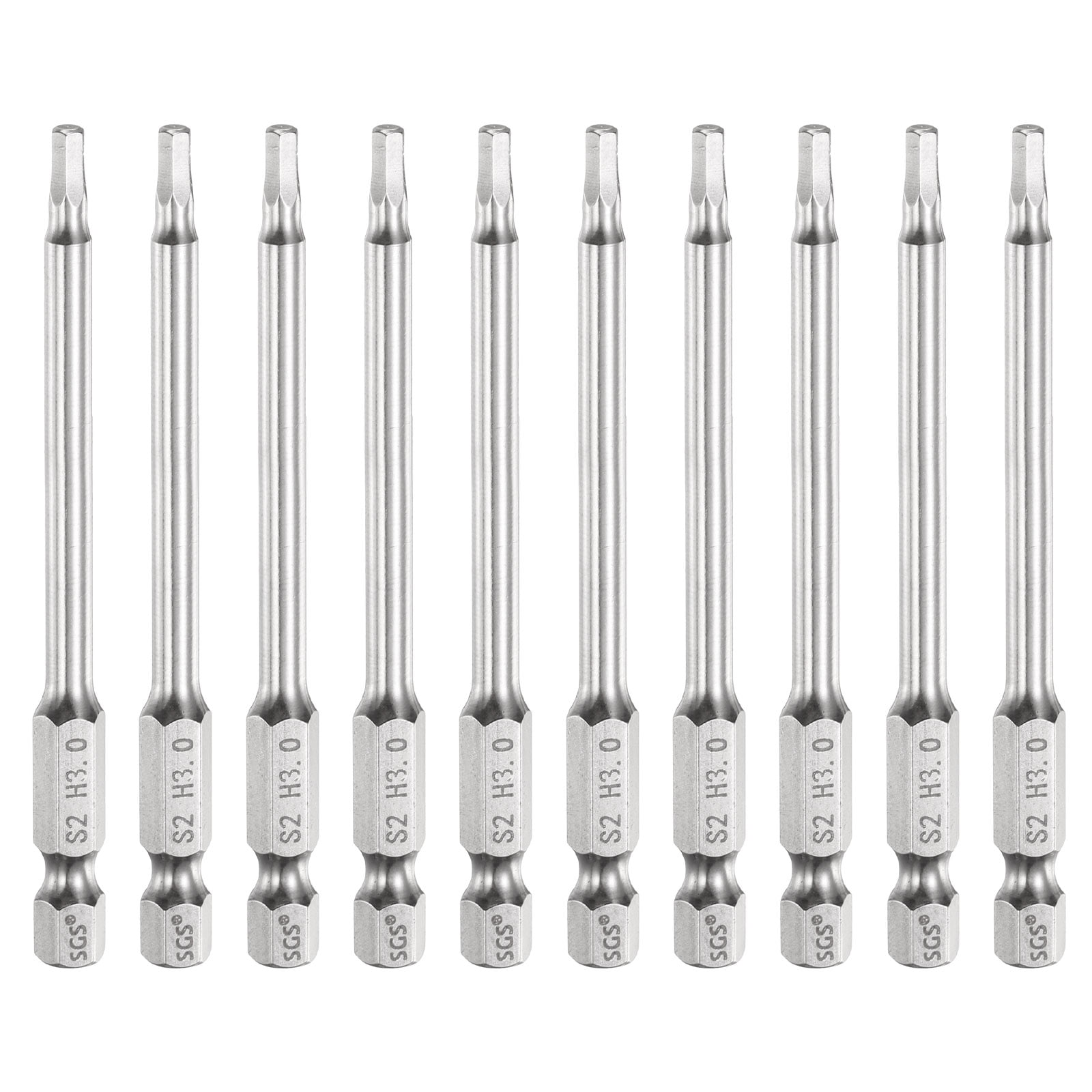 Uxcell 10pcs Flat Hex Screwdriver Bit 3mm (H3) 1/4" Hex Shank 3.15 ...