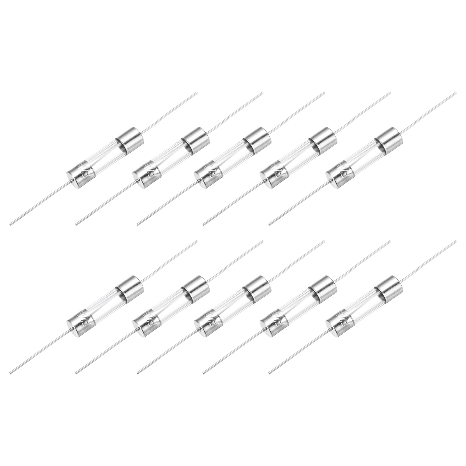 Uxcell 10Pcs Glass Tube Fuses, Axial-with Wire 5x20mm 20A 250V for ...