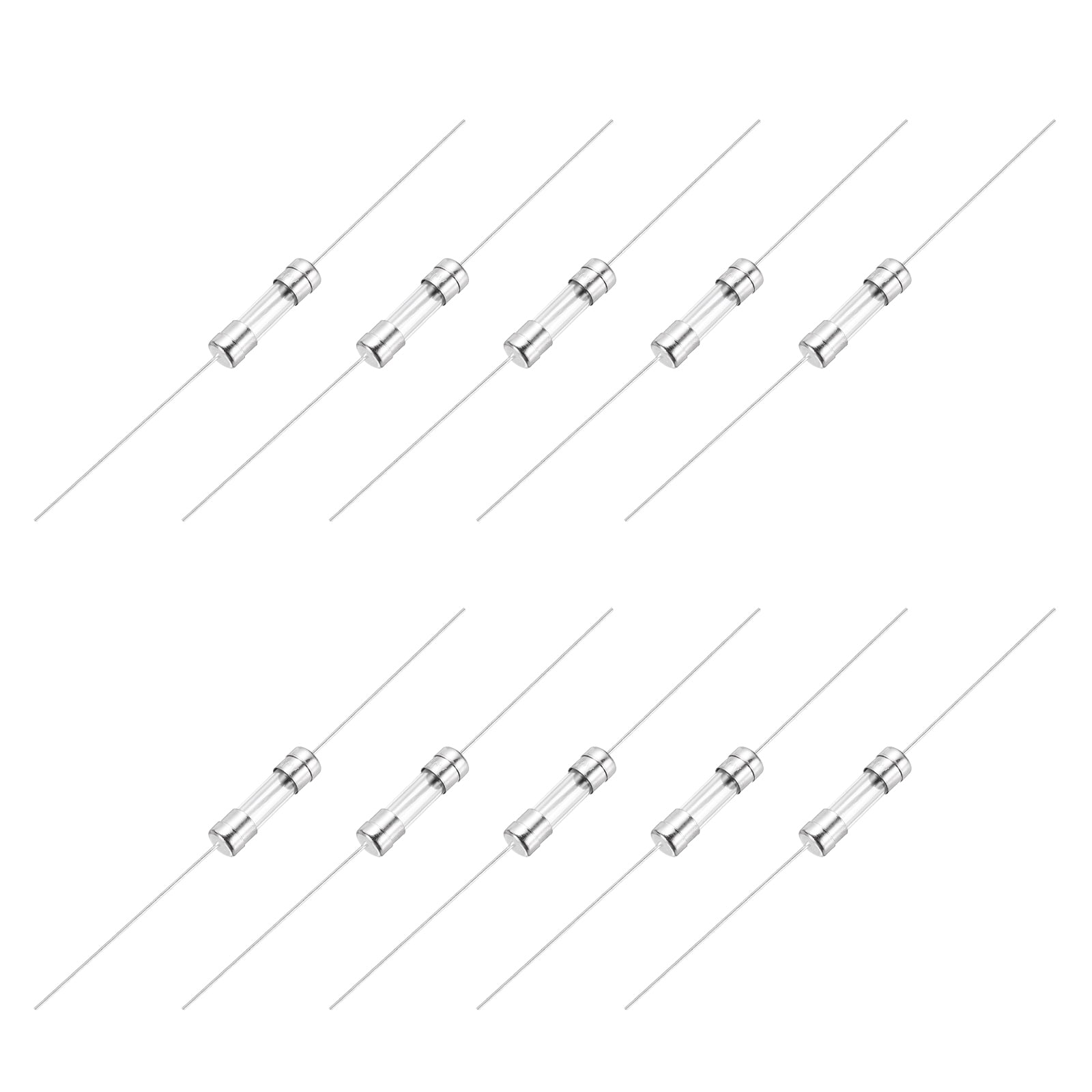 Uxcell 10pcs Glass Tube Fuses, Axial-with Wire 5 x 20 mm 20A 250V for ...
