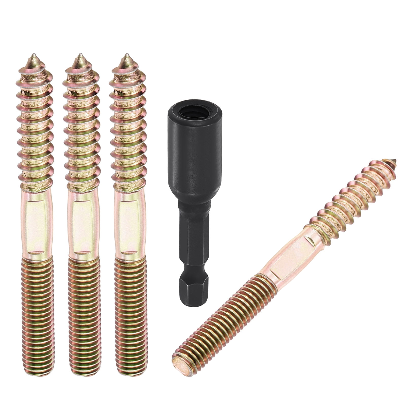Uxcell 10pcs Hanger Bolts with Driver - [M8-1.25x80] Double Headed Wood ...