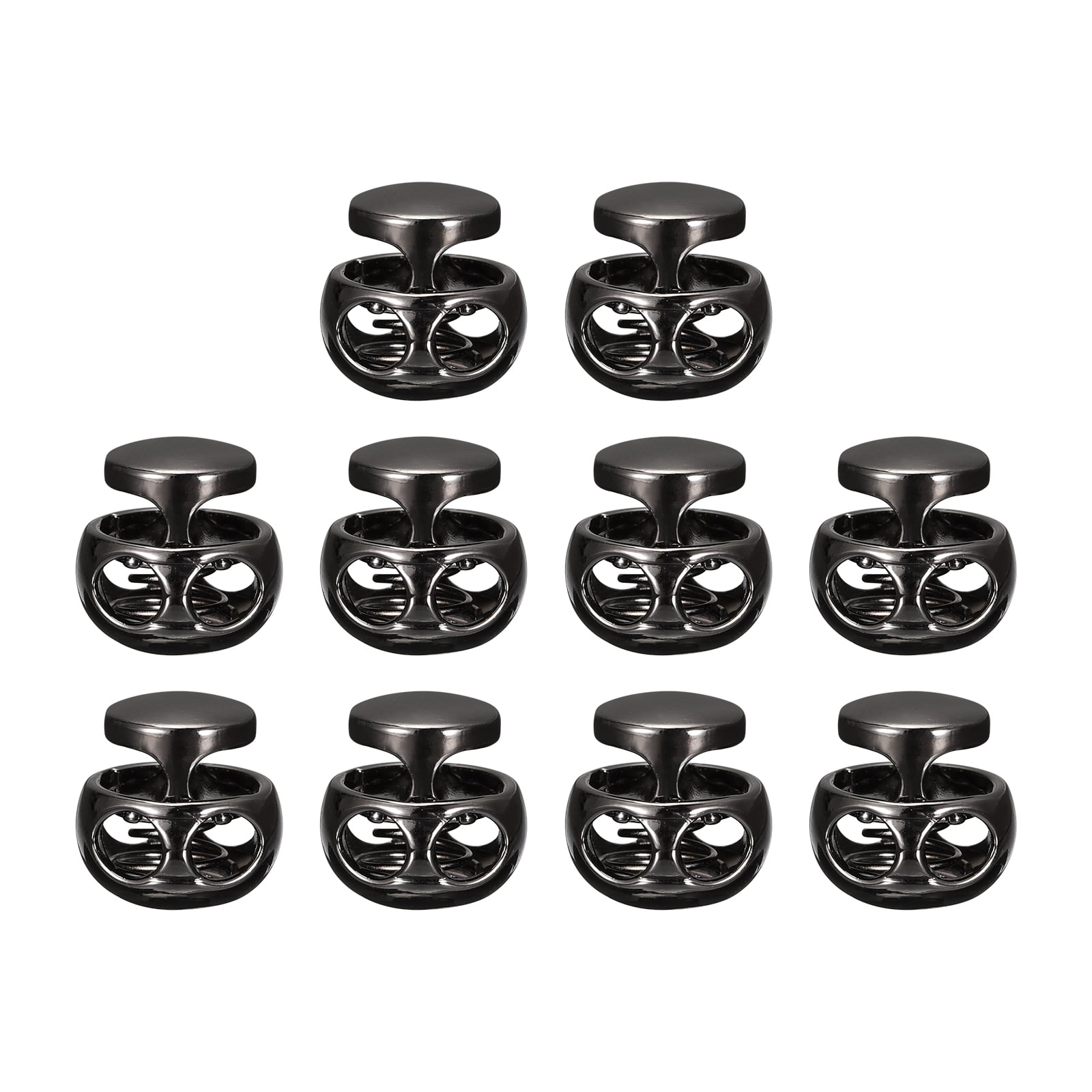 Uxcell 10pcs Metal Cord Lock End Toggle Double Hole Spring Stopper ...