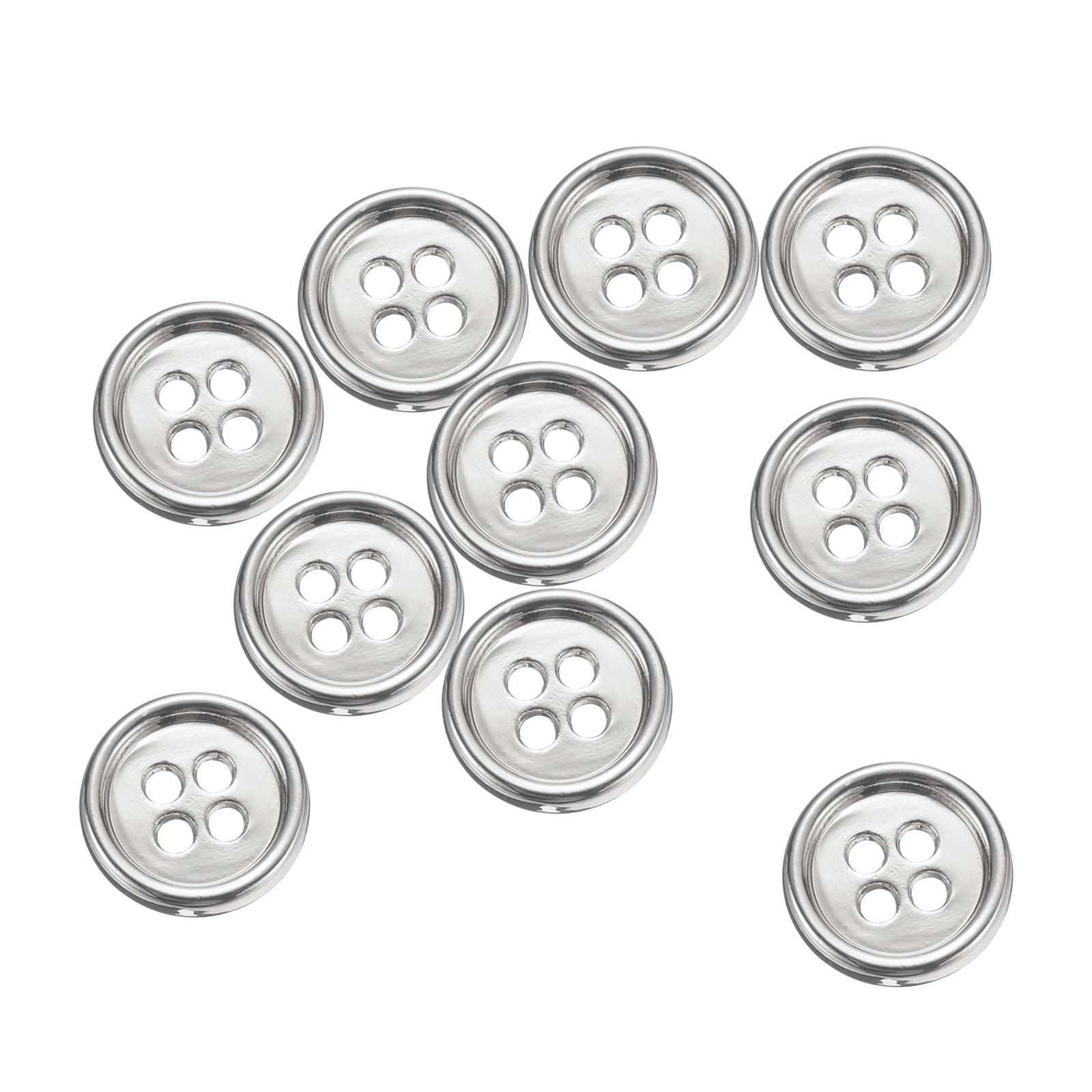 Uxcell 10pcs Metal Sewing Button, 12mm 4-Hole Round Suit Shirts Coats ...