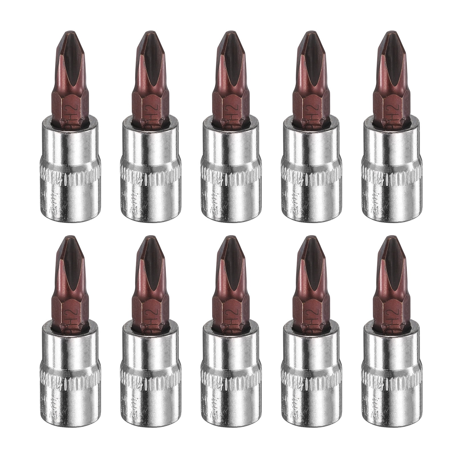 Uxcell 10pcs PH2 Phillips Bit Socket 1/4" Square Drive Cross Head ...