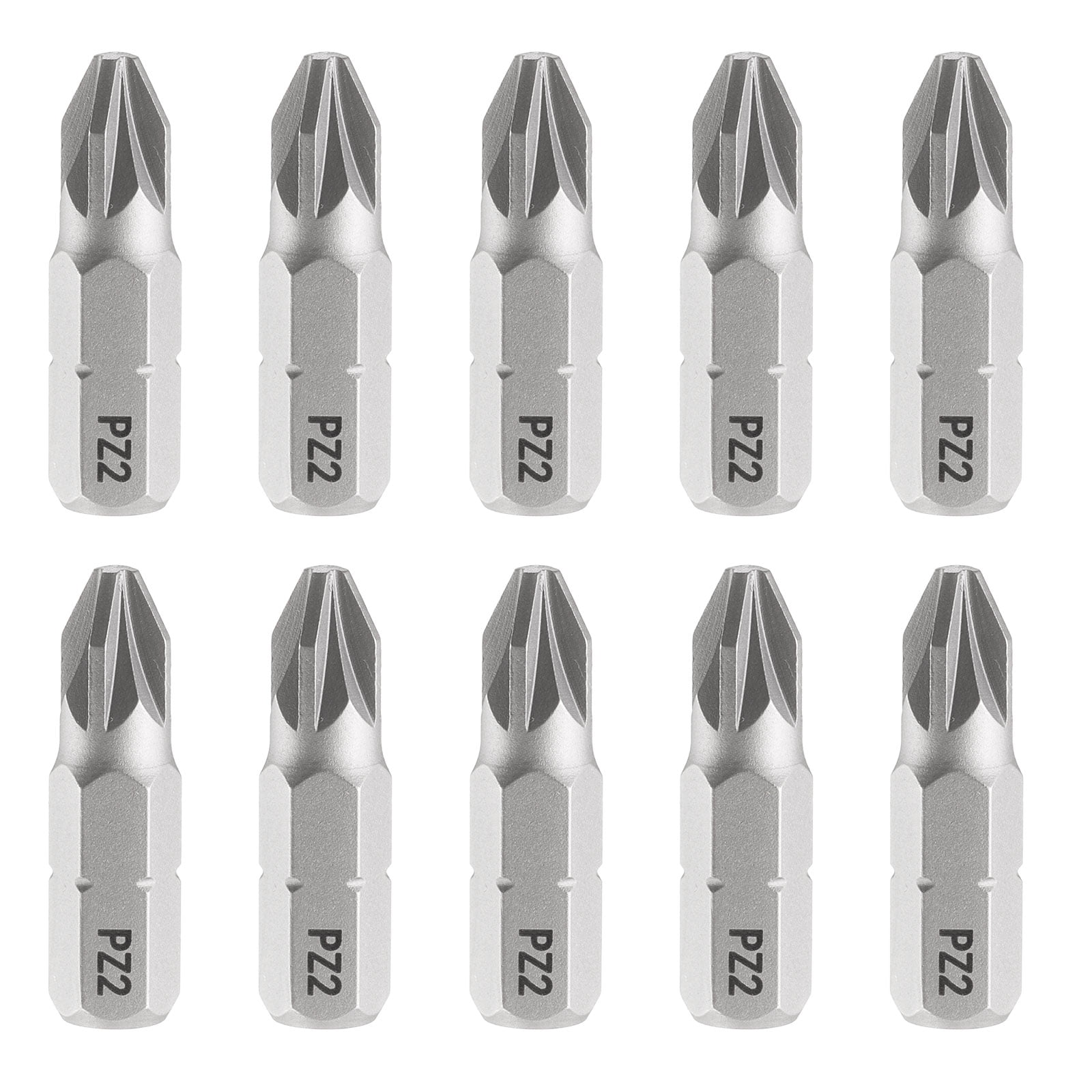 Uxcell 10pcs PZ2 Pozi Screwdriver Bit 1/4" Hex Shank 25mm/1" Length Magnetic Phillips Slotted ...