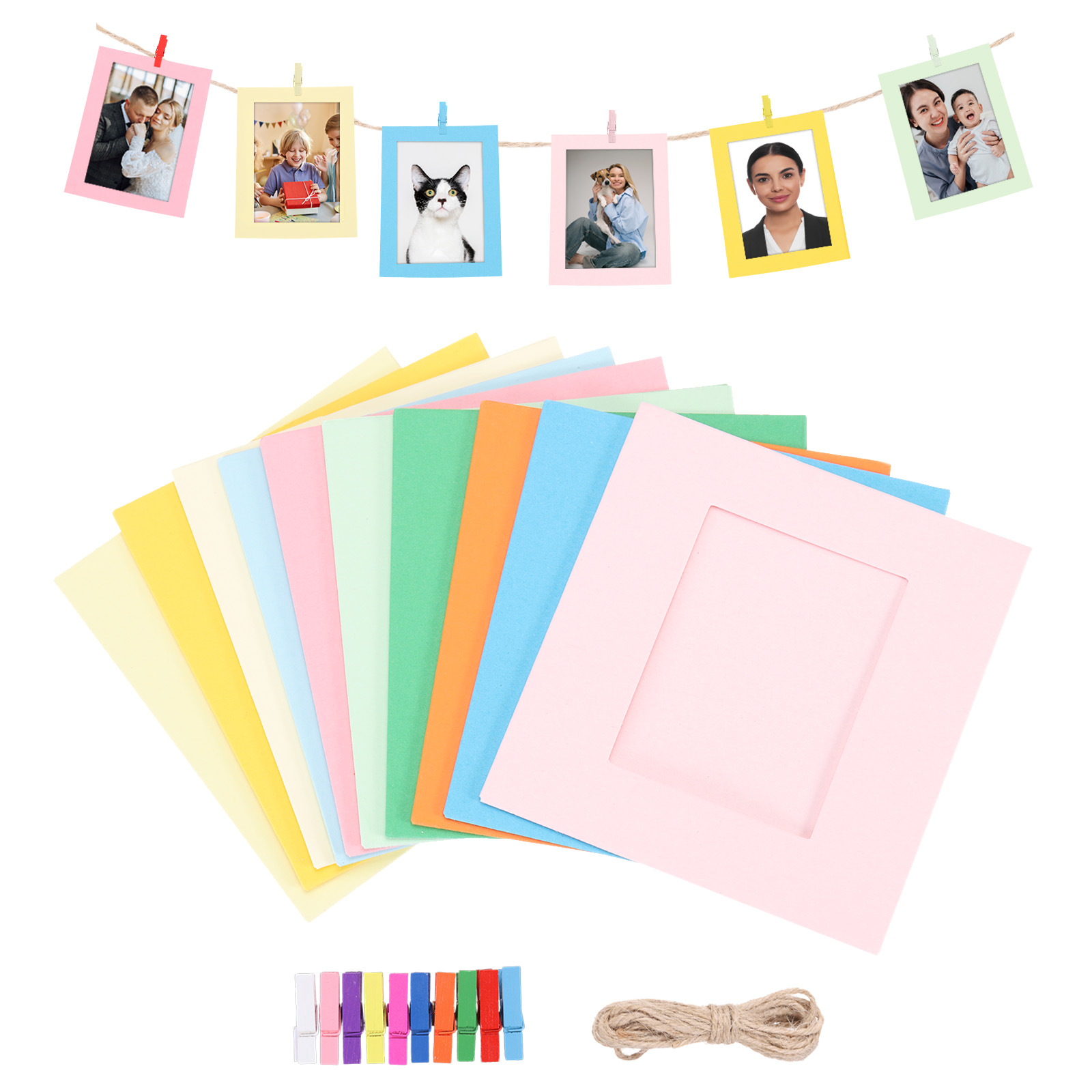 Uxcell 10pcs Paper Photo Frames Kit, 1.8 x 2.4" 10 Colors Cardboard ...