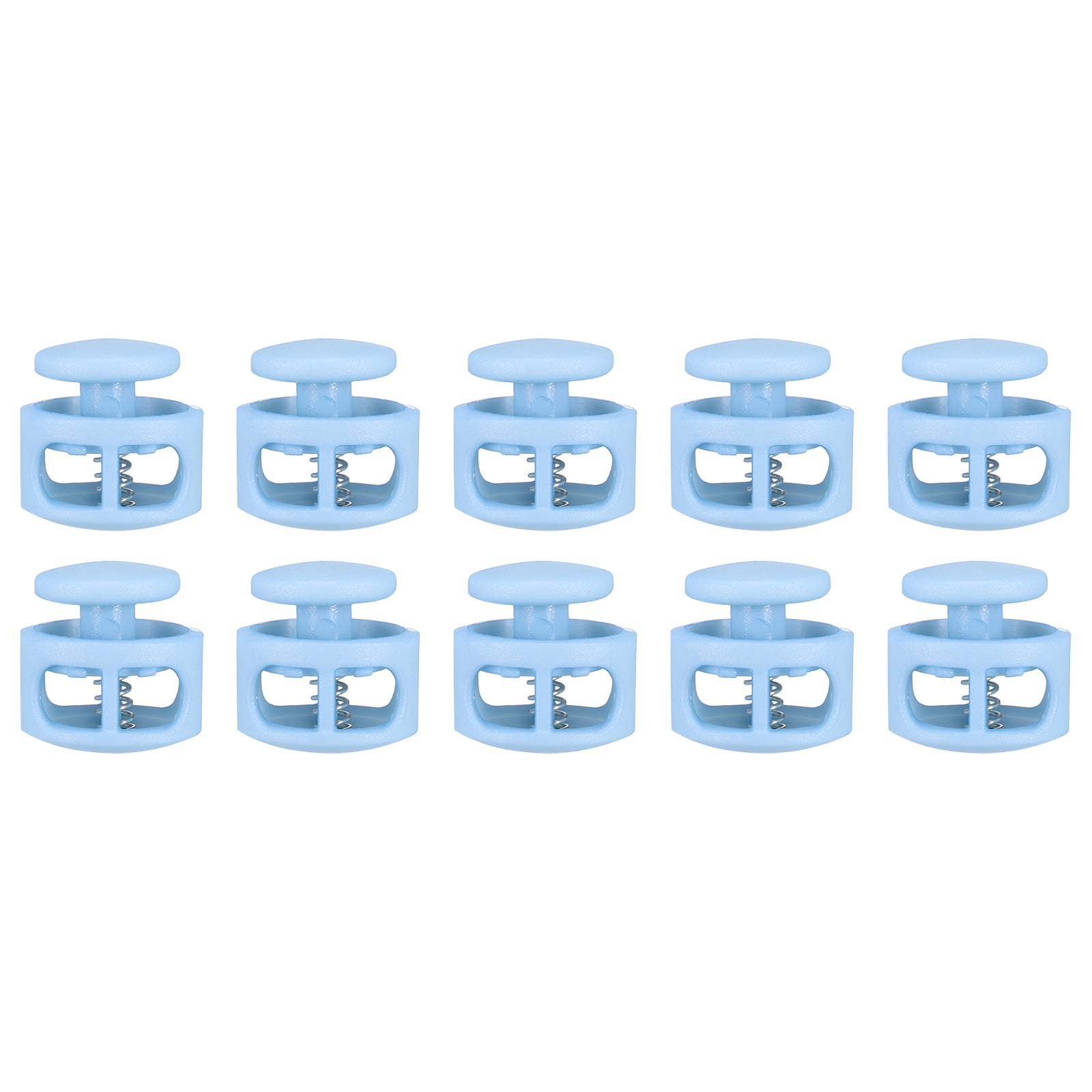 Uxcell 10pcs Plastic Cord Locks Double Hole Spring Toggle Stopper Clip ...