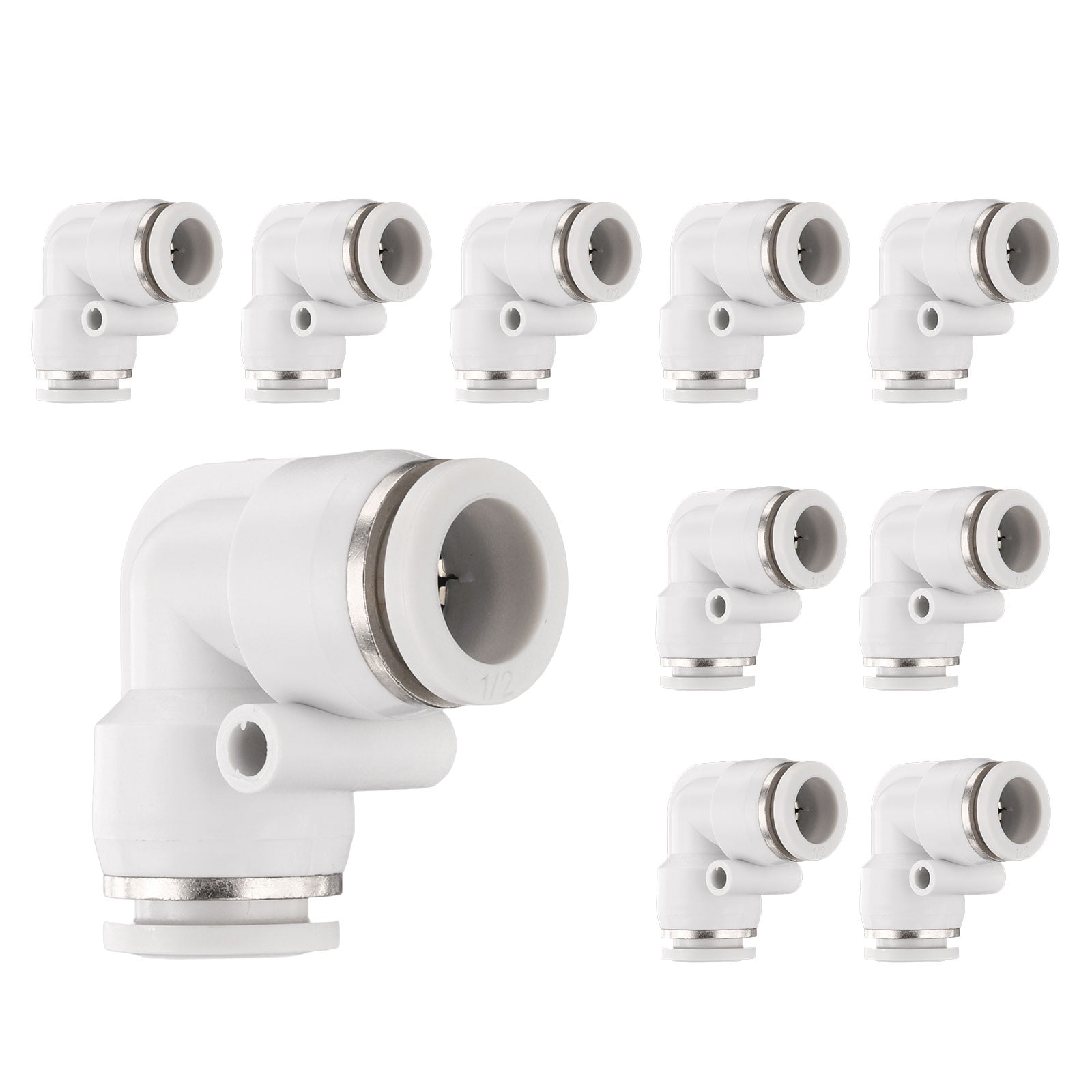 Uxcell 10pcs Push to Connect Fitting 1/2" Tube OD 90 Degree Quick Connector Push to Connect ...