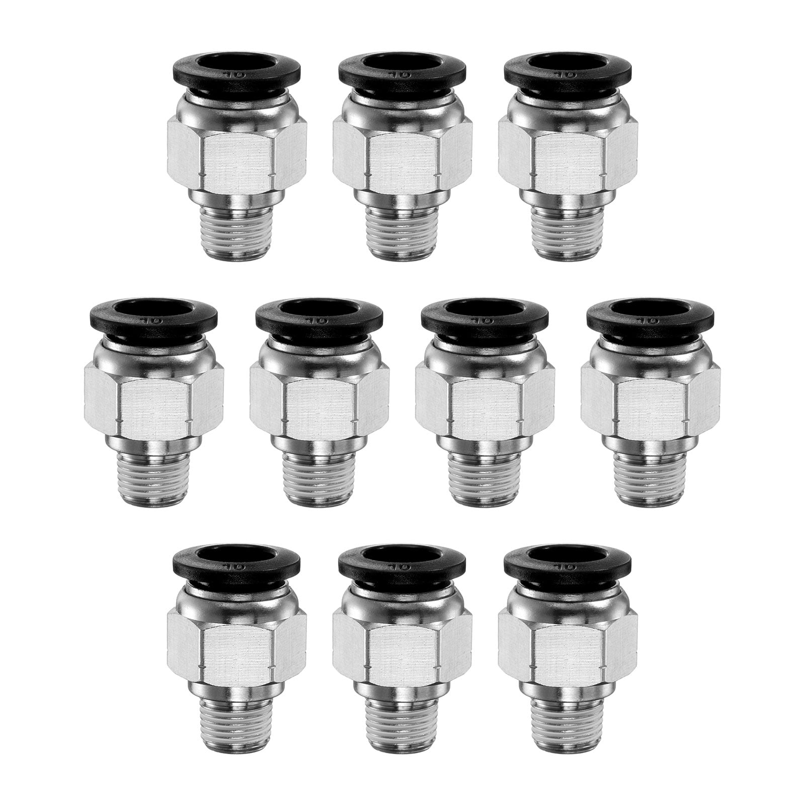 Uxcell 10pcs Push to Connect Fitting 10mm Tube OD x 1/8" NPT Thread Male Straight Quick ...