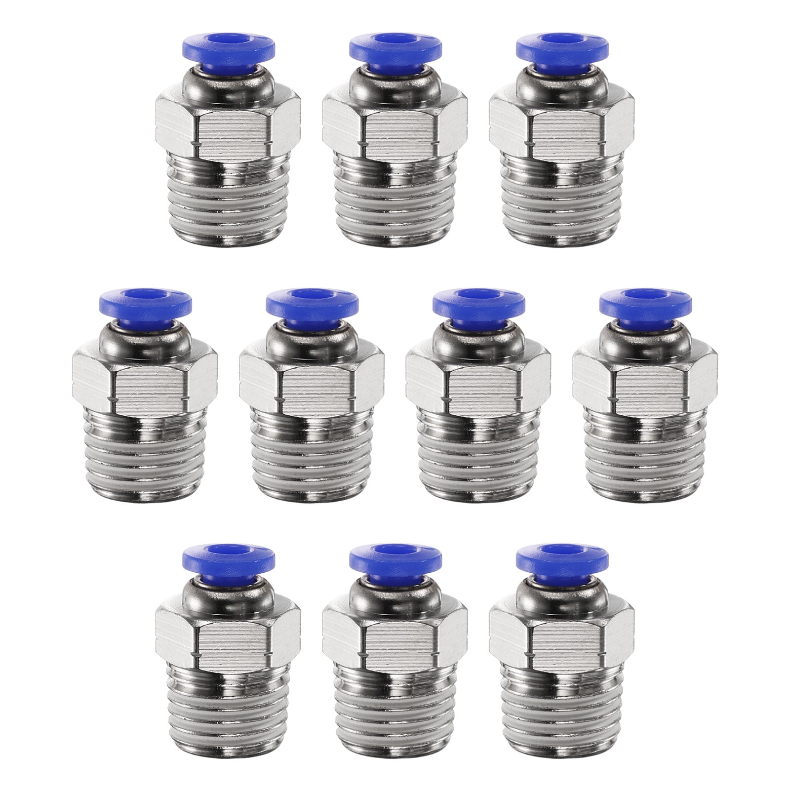 Uxcell 10pcs Push to Connect Fitting 4mm Tube OD x 1/4" NPT Thread Male Straight Quick Connector ...