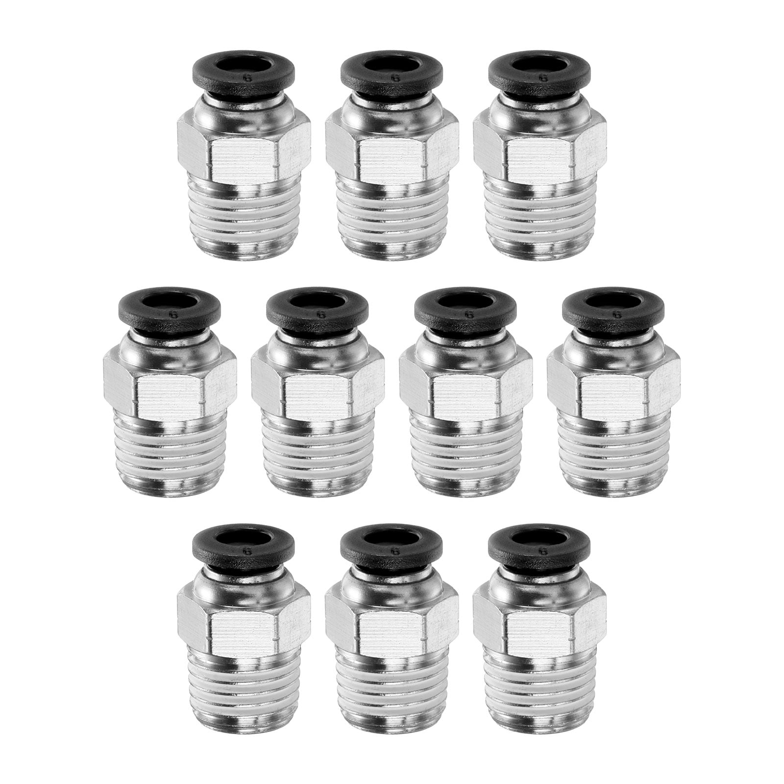 Uxcell 10pcs Push to Connect Fitting 6mm Tube OD x 1/4" NPT Thread Male ...