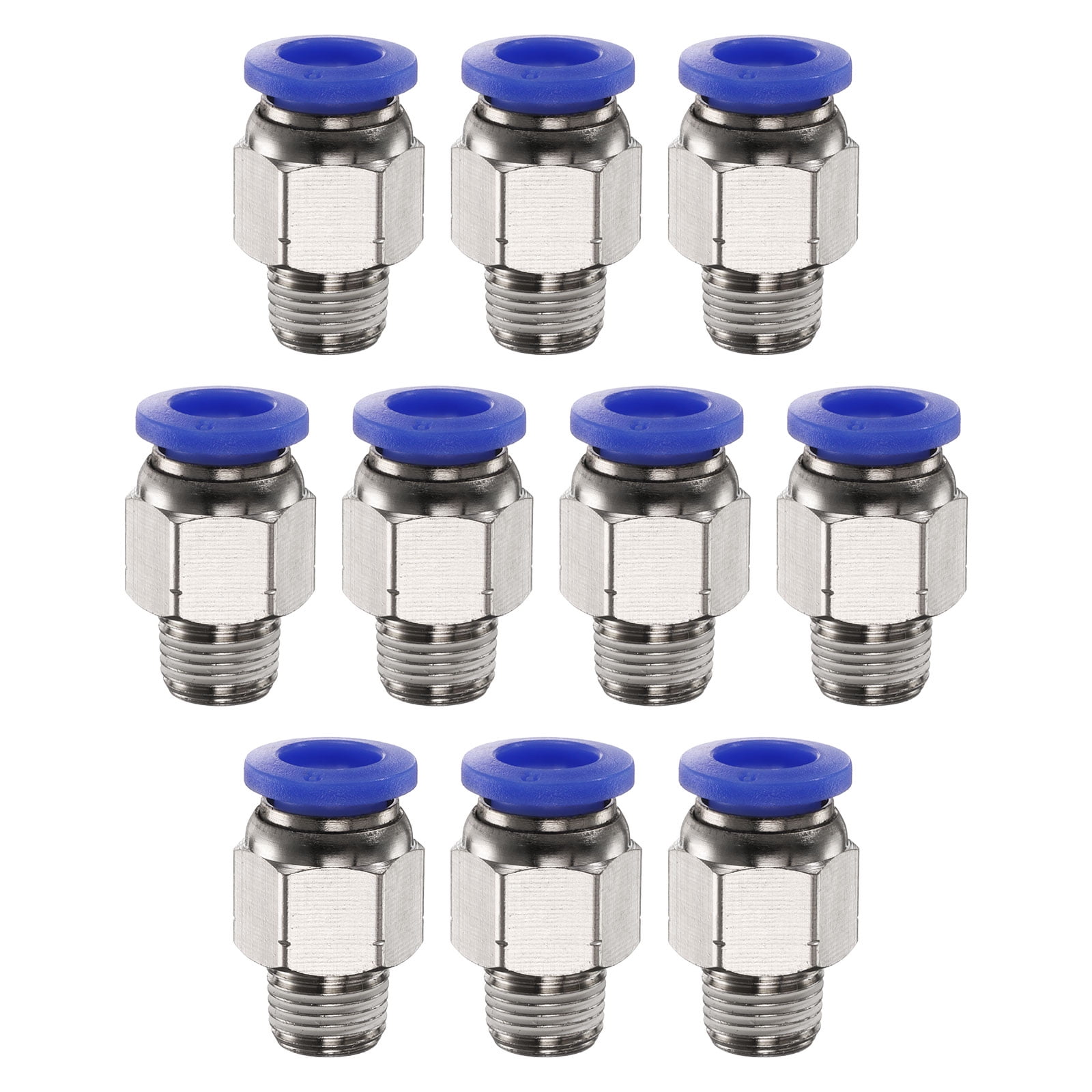 Uxcell 10pcs Push to Connect Fitting 8mm Tube OD x 1/8" NPT Thread Male Straight Quick Connector ...