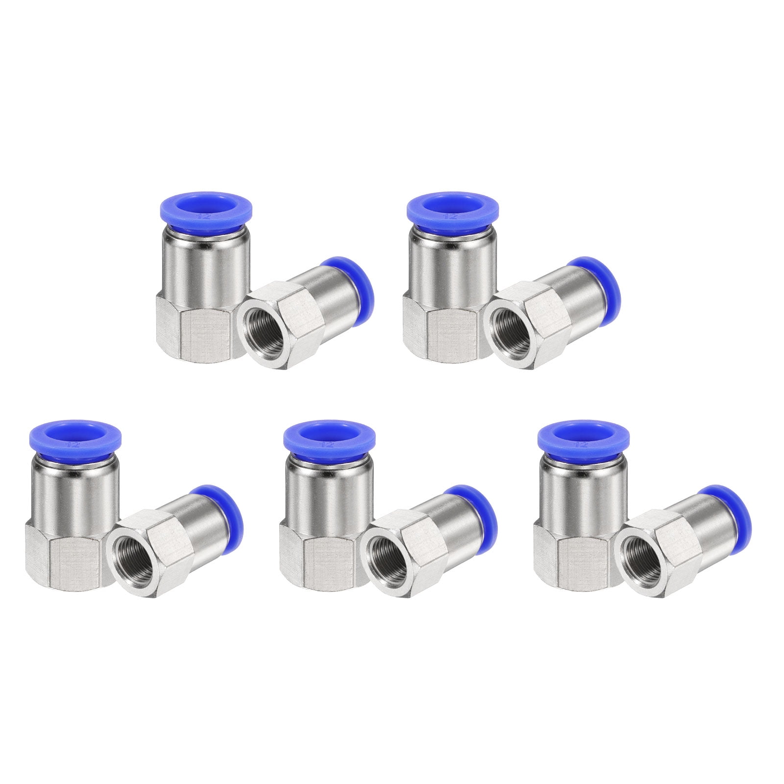 Uxcell 10pcs Push to Connect Fittings 12mm Tube OD x 1/4" NPT Thread Female Straight Pneumatic ...