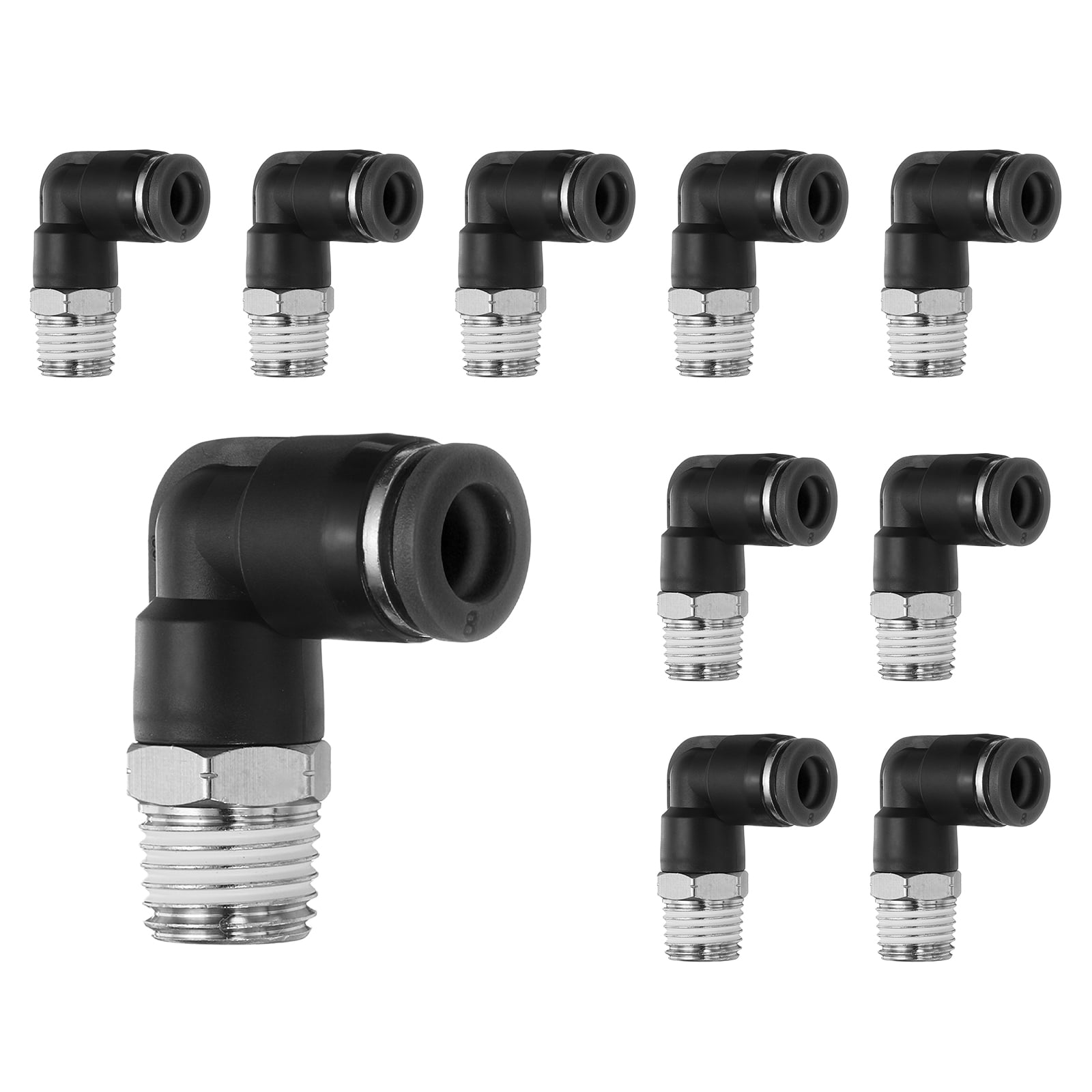 Uxcell 10pcs Push to Connect Fittings 5/16 to NPT1/4 Male Plastic ...