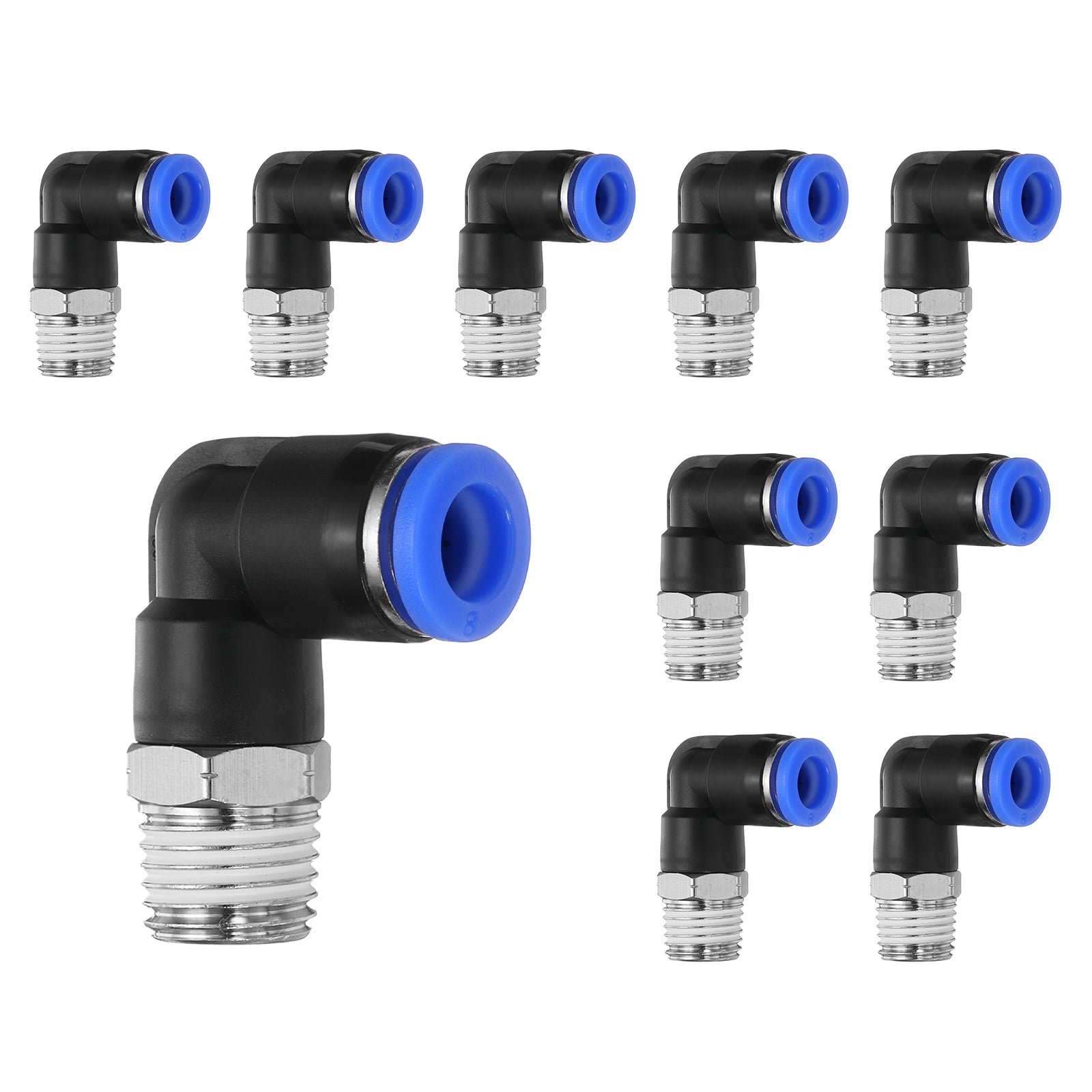 Uxcell 10pcs Push to Connect Fittings 5/16 to NPT1/4 Male Plastic ...