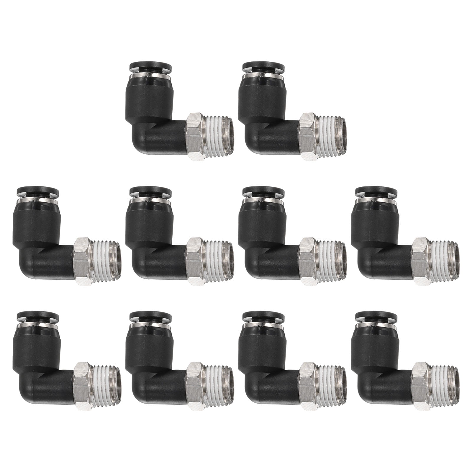 Uxcell 10pcs Push to Connect Tube Fitting 1/8" BSPT Male Thread x 4mm ID 90 Degree Pneumatic ...