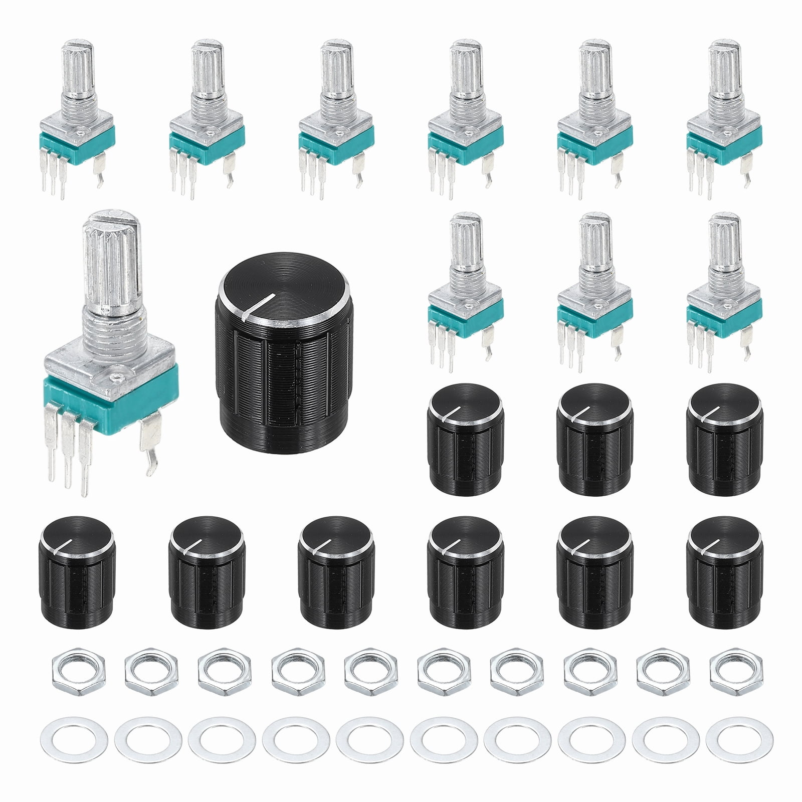 Uxcell 10pcs RK097N B50K Potentiometer, 3Pin Single Linear Rotary Seal ...