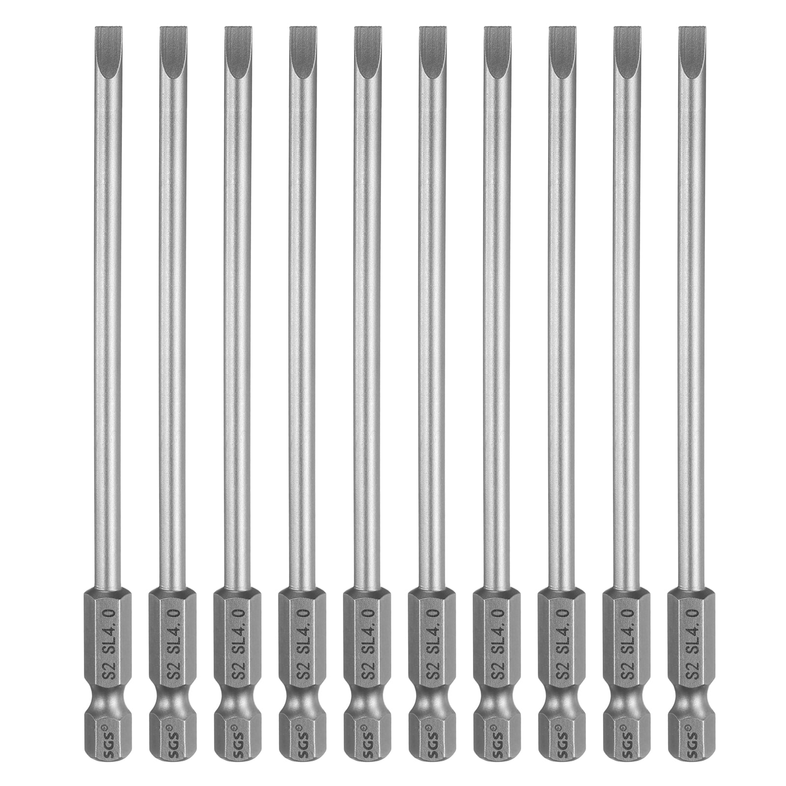 Uxcell 10pcs SL4 Slotted Screwdriver Bits 4mm Slotted Tip 1/4" Hex ...