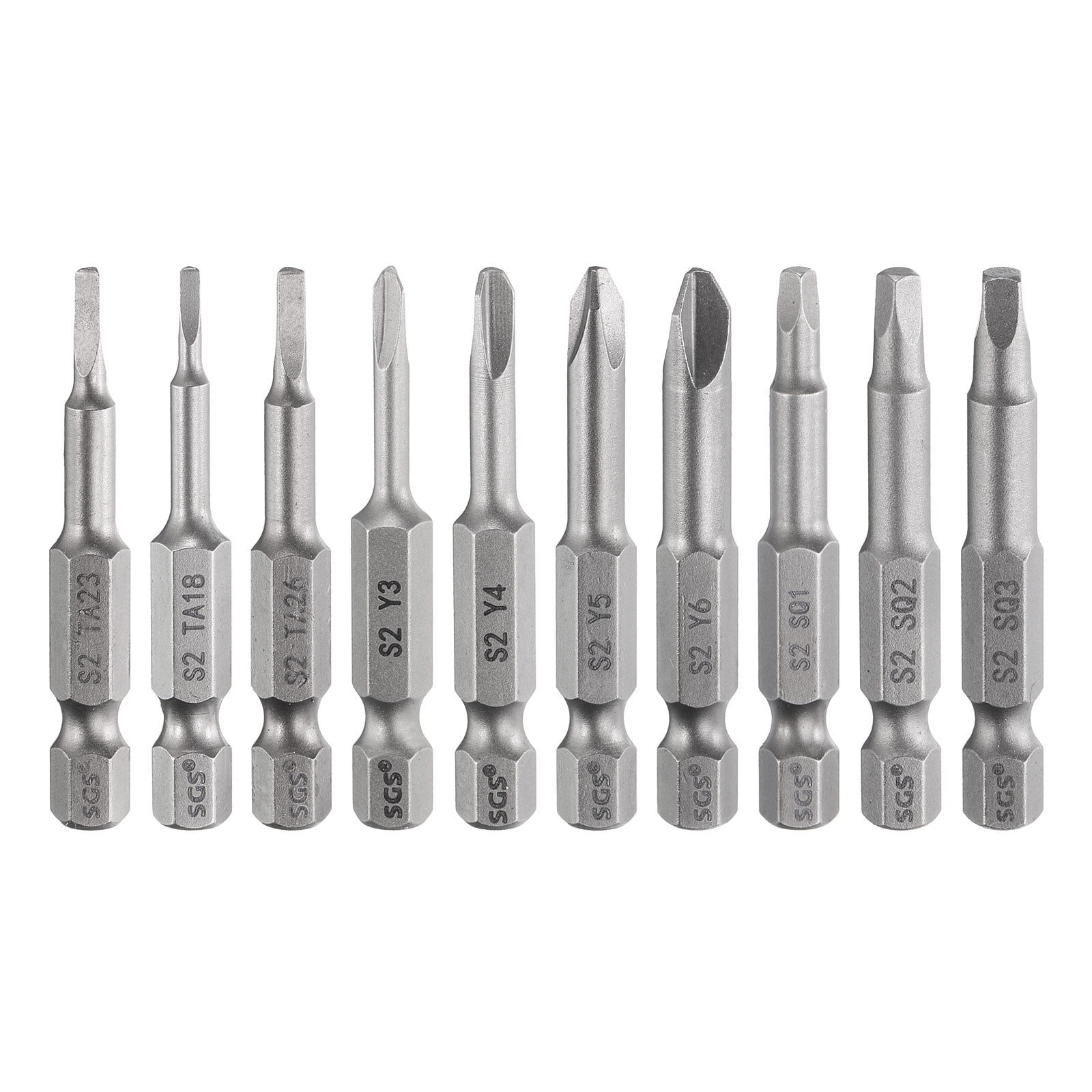 Uxcell 10pcs Screwdriver Bit Set 1/4" Hex Shank 50mm/2" Length Magnetic Square Y-Shaped Triangle ...
