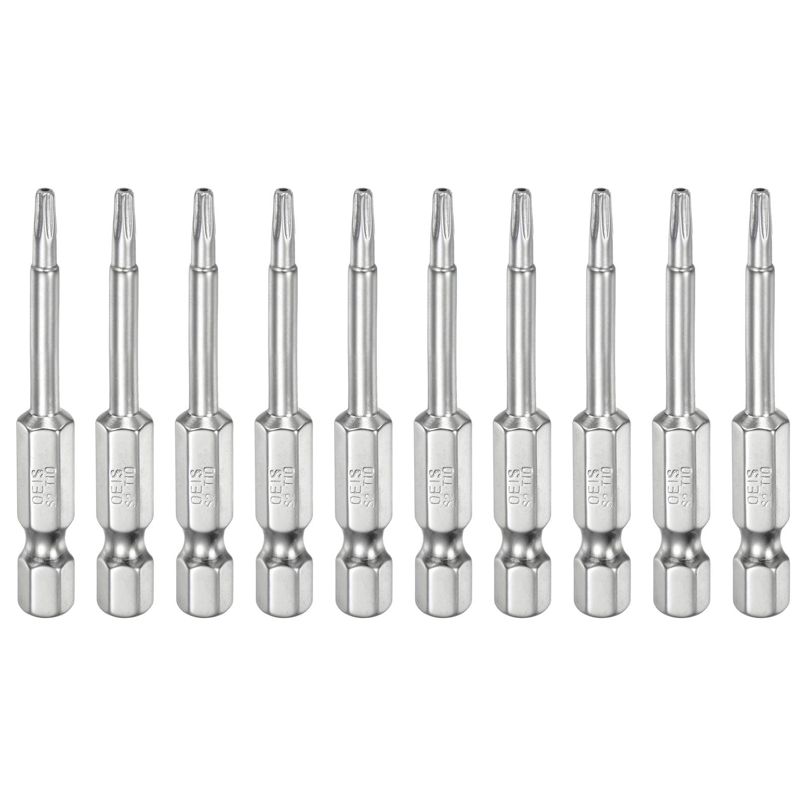 Uxcell 10pcs T10 Security Torx Bit 1/4" Hex Shank 2" S2 Steel Magnetic ...
