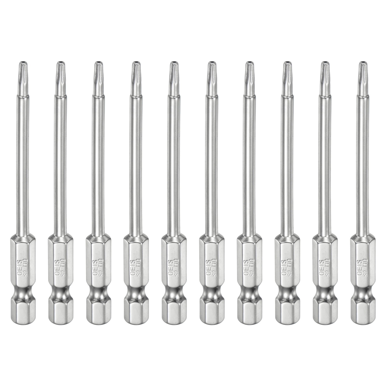 Uxcell 10pcs T10 Security Torx Bit 1/4" Hex Shank 3" S2 Steel Magnetic ...