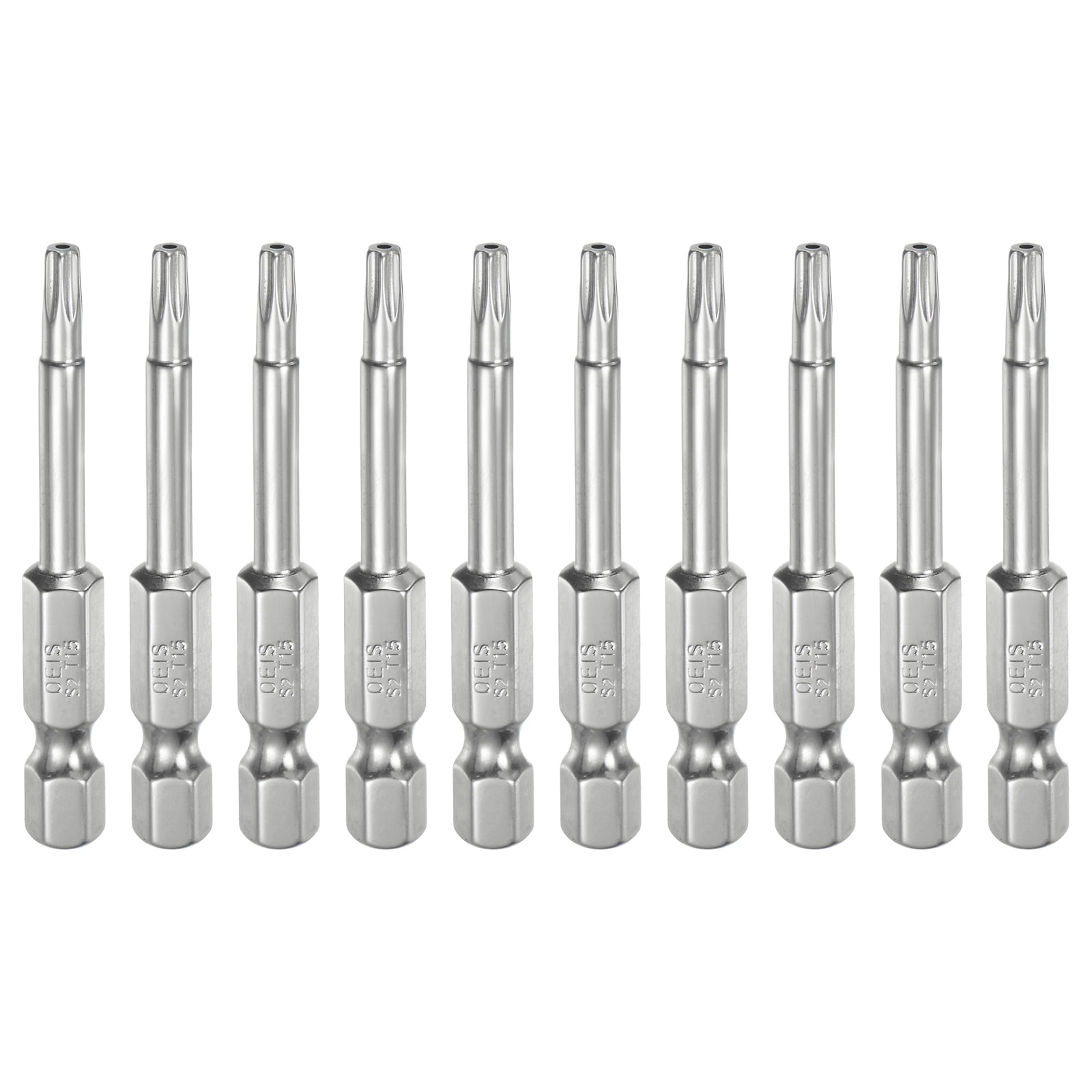 Uxcell 10pcs T15 Security Torx Bit 1/4" Hex Shank 2" S2 Steel Magnetic ...