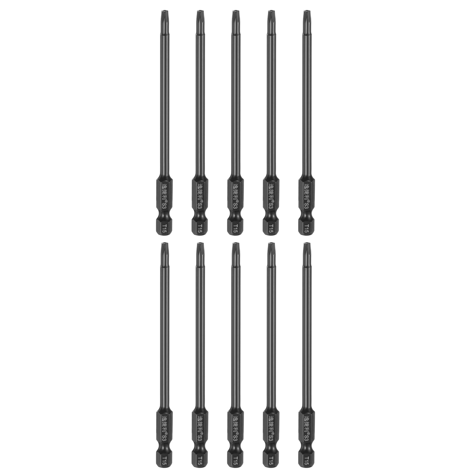 Uxcell 10pcs T15 Torx Screwdriver Bit 1/4" Hex Shank 100mm/4" Length S3 ...