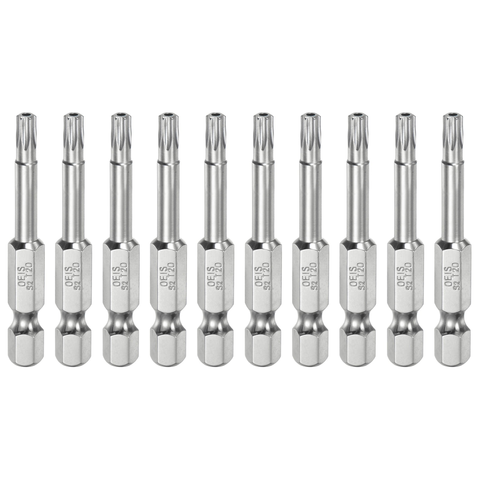 Uxcell 10pcs T20 Security Torx Bit 1/4" Hex Shank 2" S2 Steel Magnetic Tamper Resistant Star ...