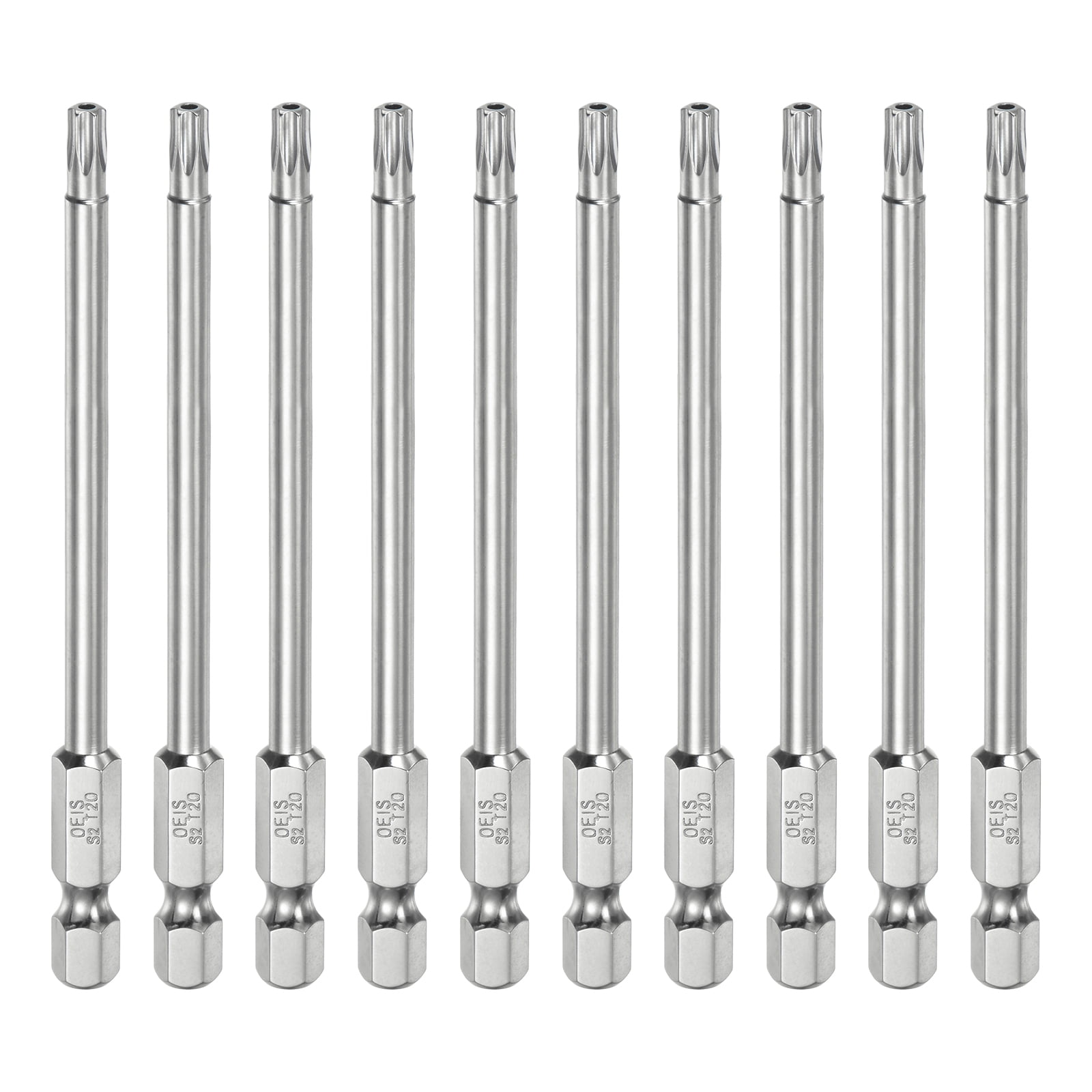 Uxcell 10pcs T20 Security Torx Bit 1/4" Hex Shank 4" S2 Steel Magnetic ...