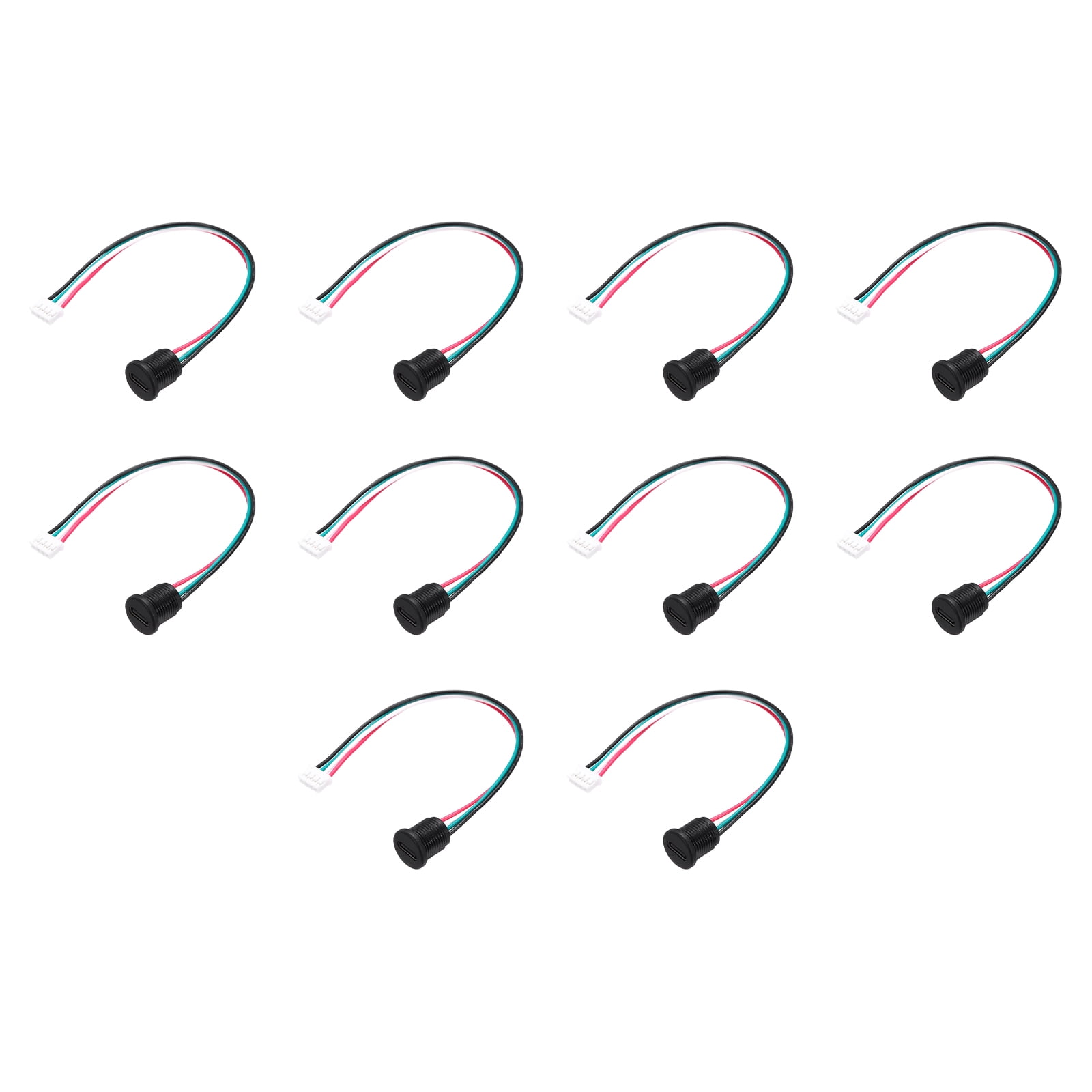 Uxcell 10pcs Type-C Female Chassis 4 Pin Wire, 5V 3A Round Threaded USB ...