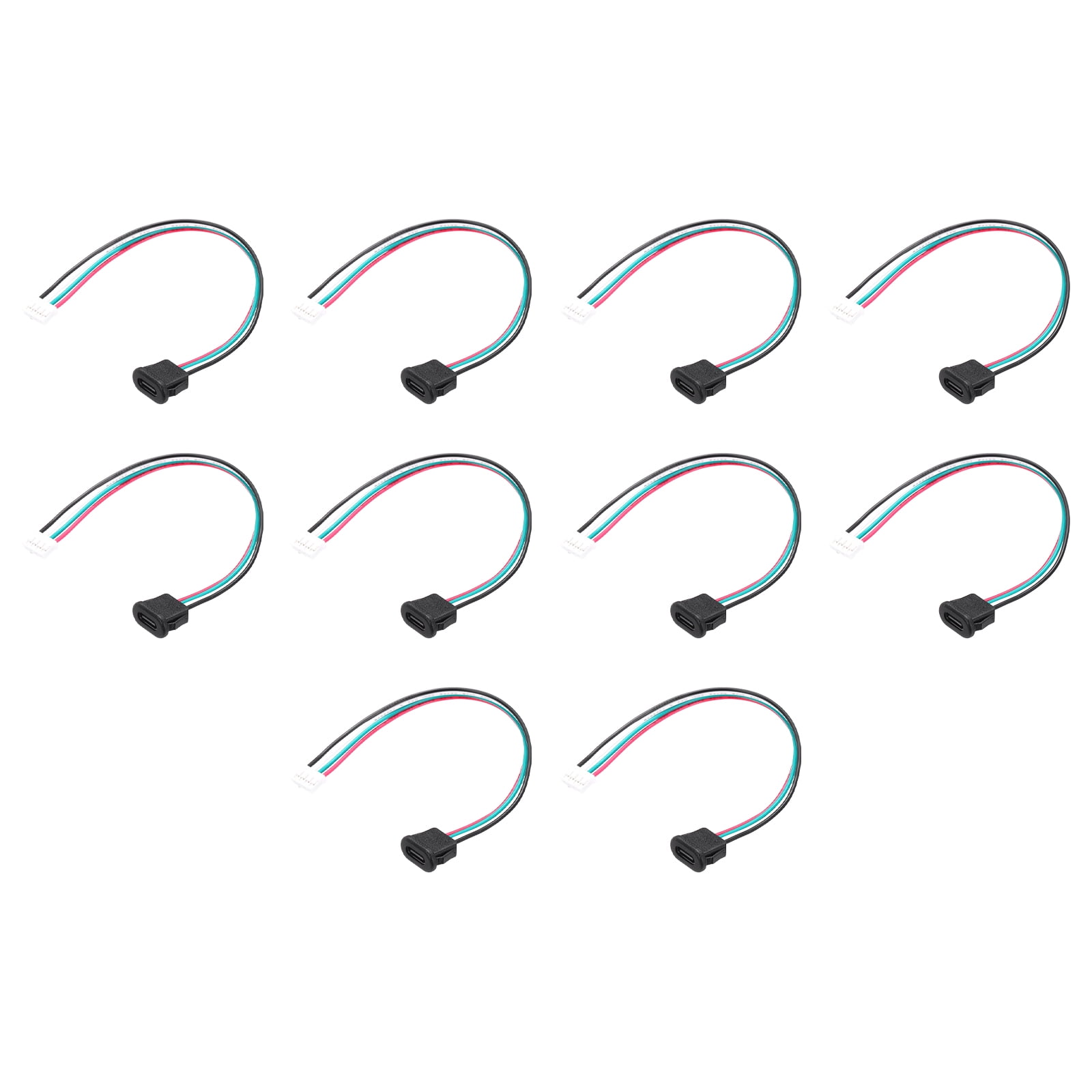 Uxcell 10pcs Type-C Female Chassis 4 Pin Wire, 5V 3A Square USB-C ...