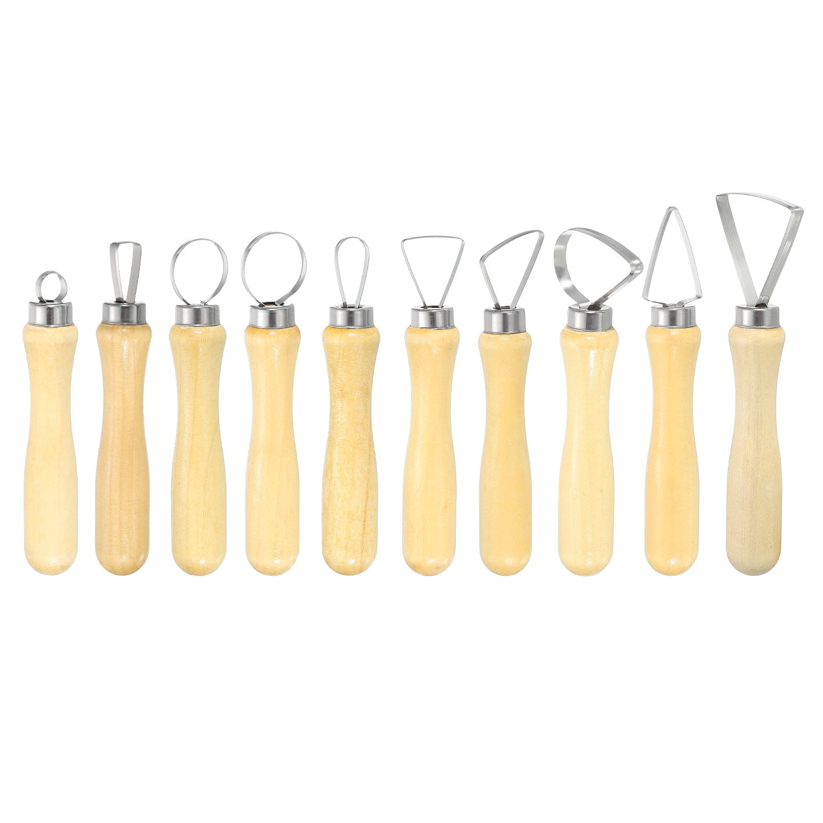 Uxcell 10pcs Wooden Clay Sculpting Tools Stainless Steel-Headed Pottery ...