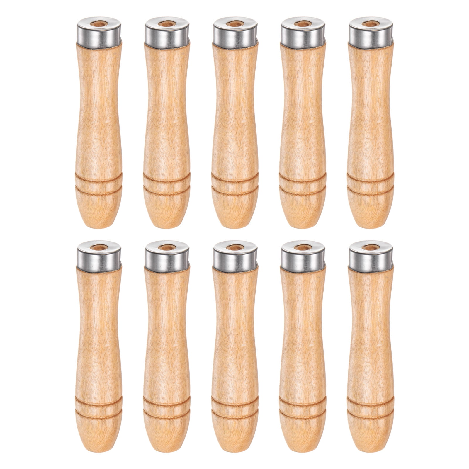 Uxcell 10pcs Wooden File Handle 4.33 Inch Round Hole Ergonomic Handles ...