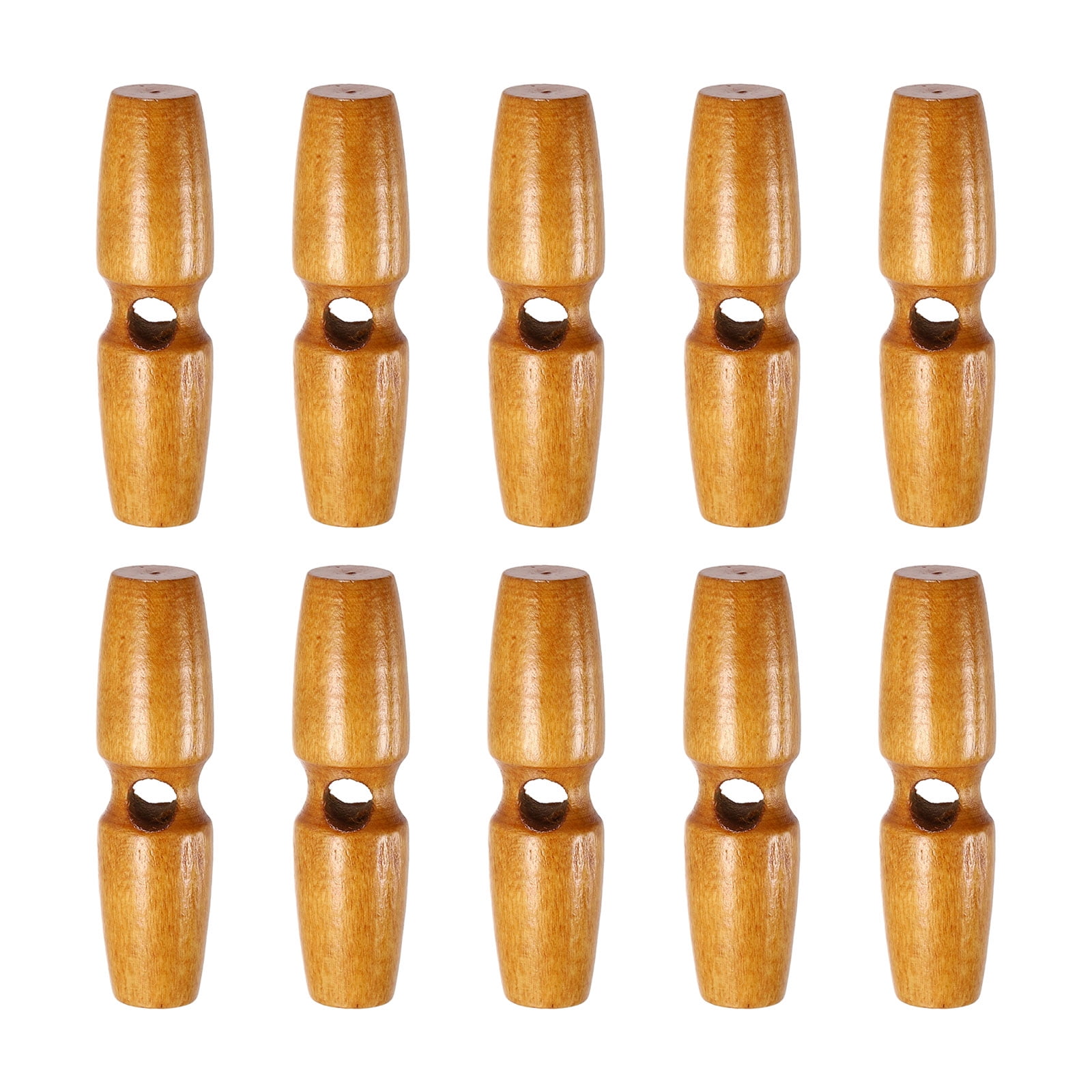 Uxcell 10pcs Wooden Toggle Buttons 55mm / 2.2" Single Hole Wood Olive ...