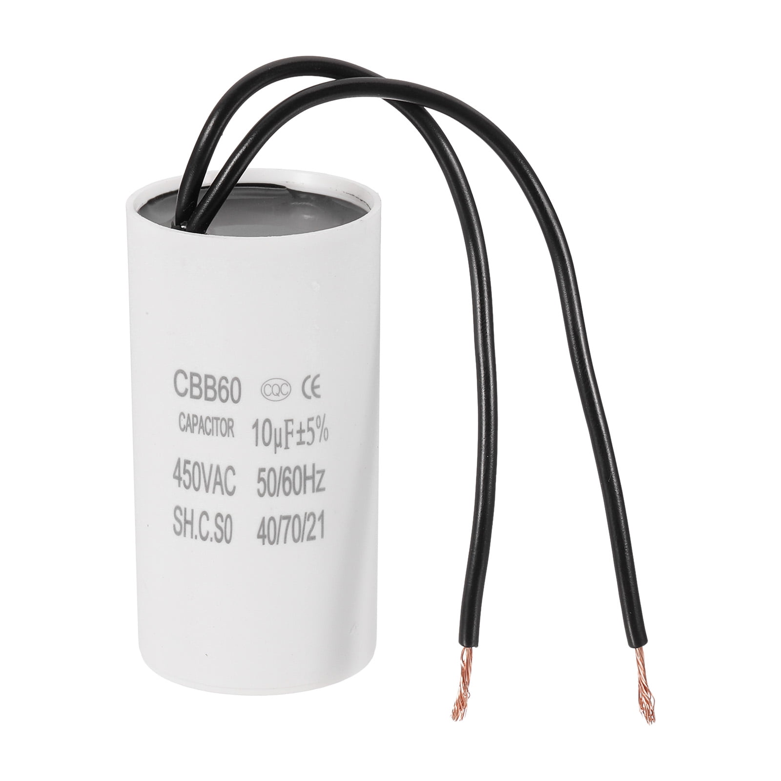 Uxcell 10uF CBB60 Running Capacitor, Run Capacitor with 2 Wires, AC ...