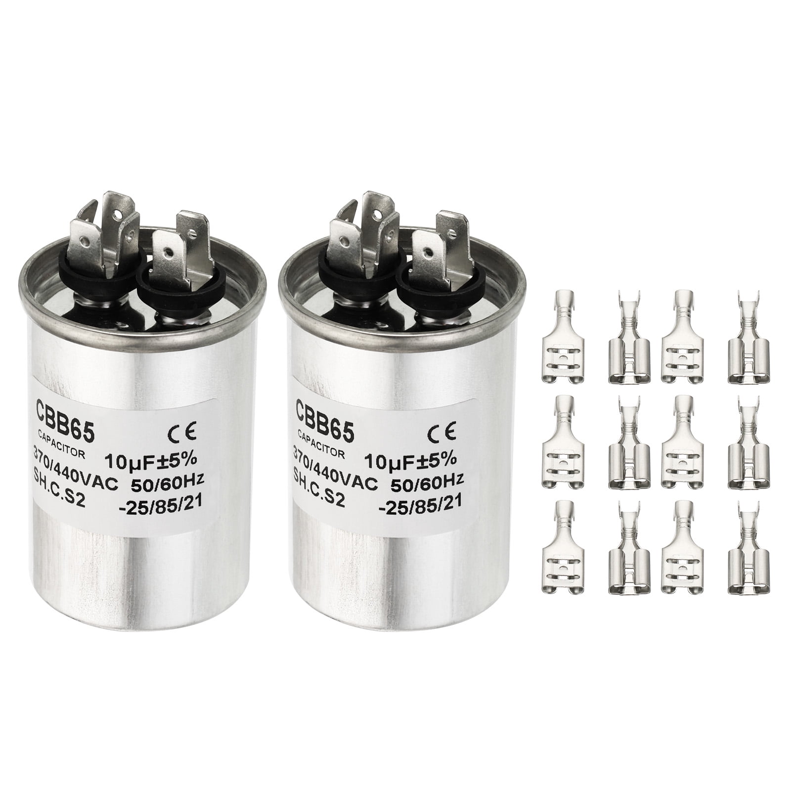 Uxcell 10uf 10MDF 370/440VAC Fan Start Capacitor,2Pcs CBB65 Circular Run Capacitor with ...