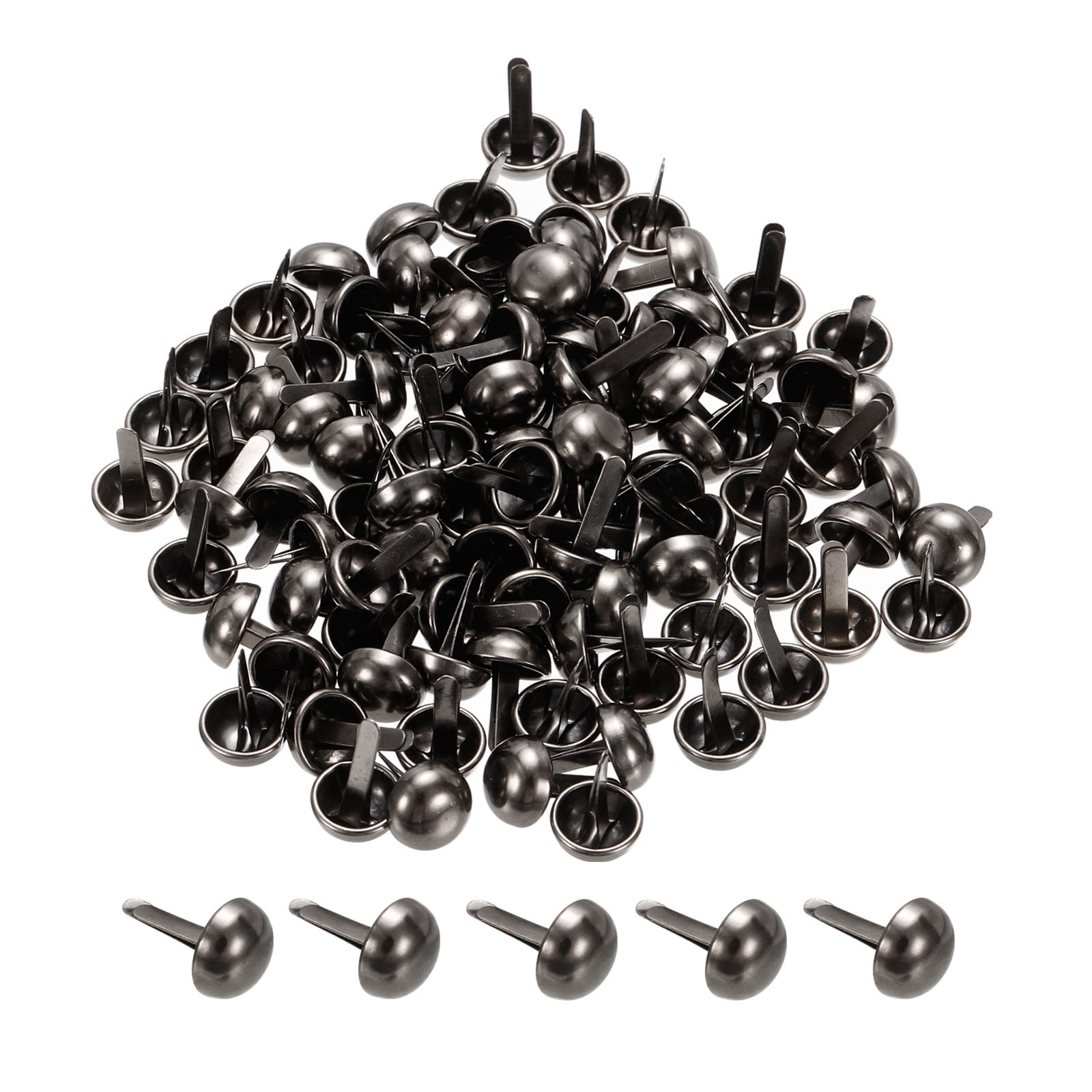 Uxcell 10x15mm Mini Brads Round Paper Fasteners for Art Crafting, Dark ...